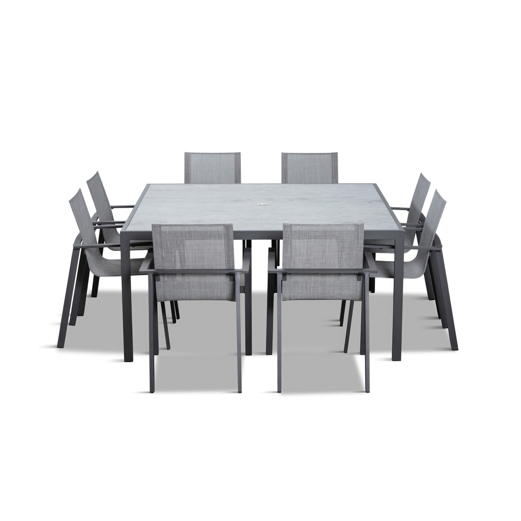 Lift 9 Piece Square Dining Set In Slate by Harmonia Living | 1StopBedrooms
