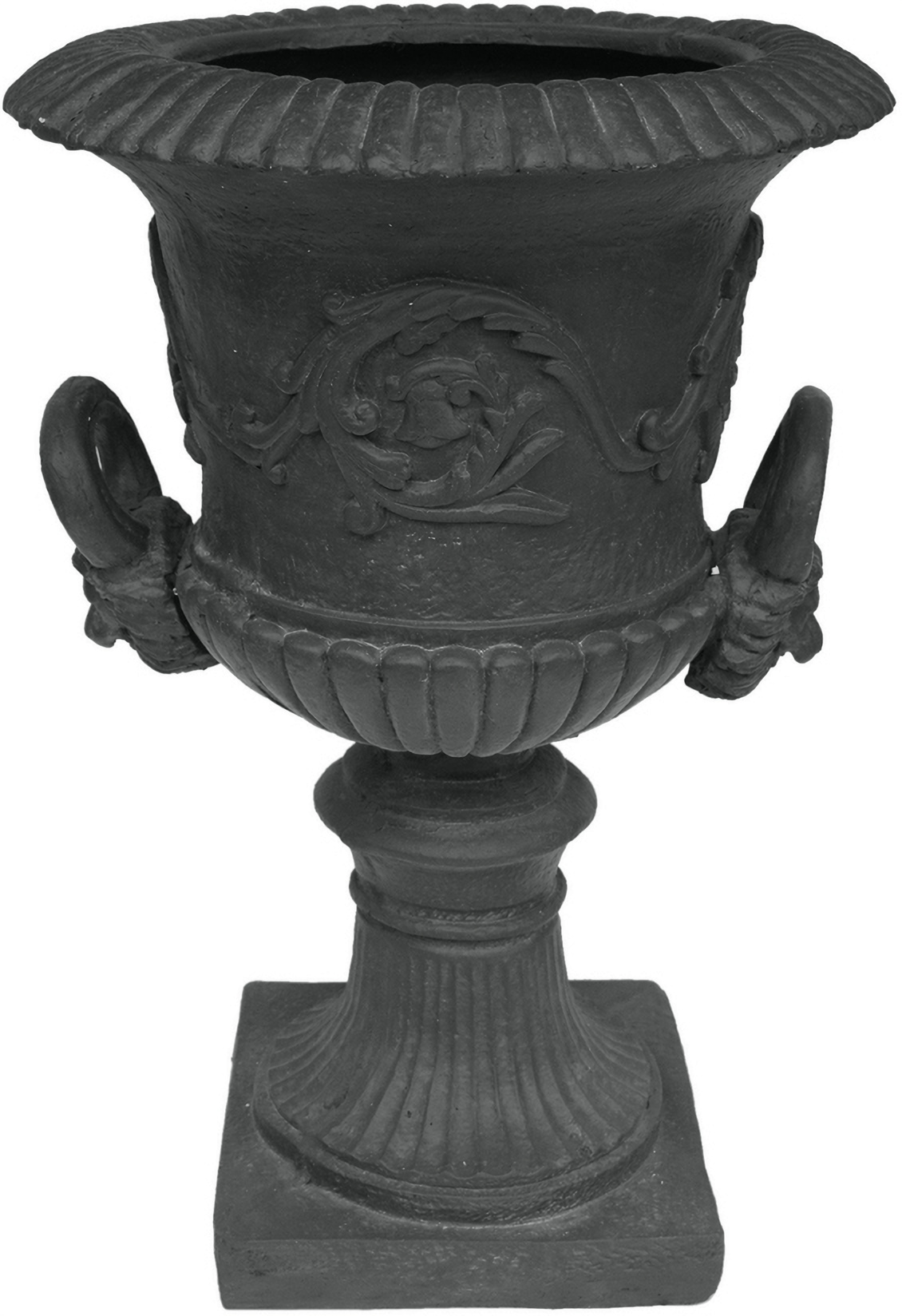 Lightweight Concrete Urn with Botanical Accents and Square Base In ...