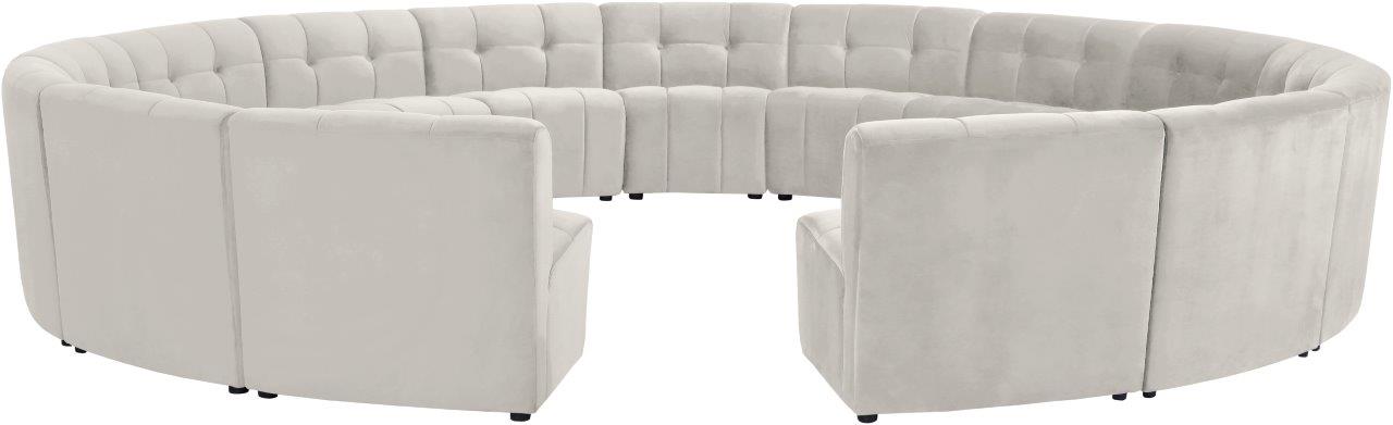Limitless 15-Piece Velvet Modular Sectional In Cream by Meridian ...