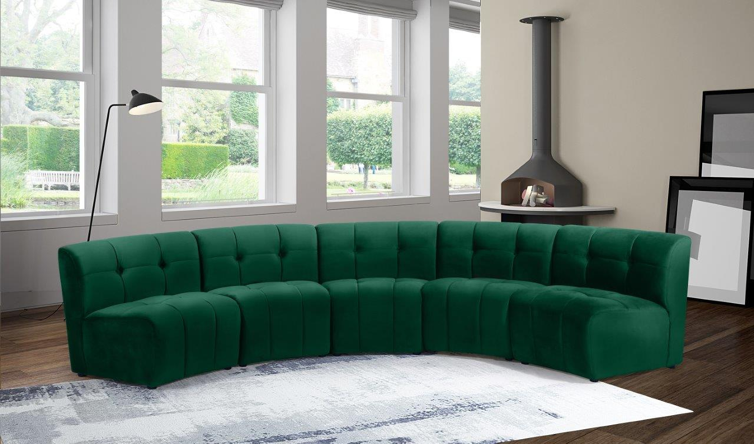 Limitless 5-Piece Velvet Modular Sectional In Green by Meridian ...