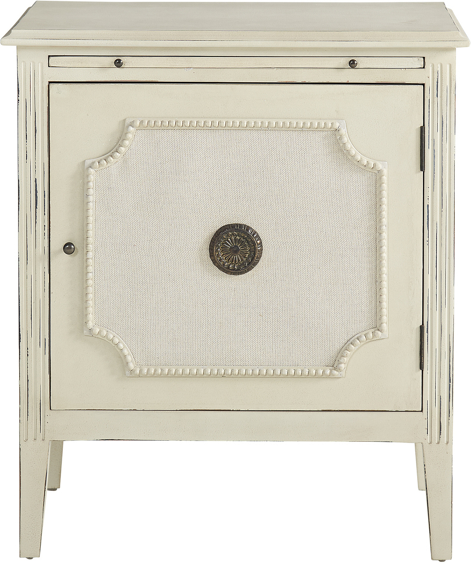Linen and Beaded Front End Table by Furniture Classics | 1StopBedrooms