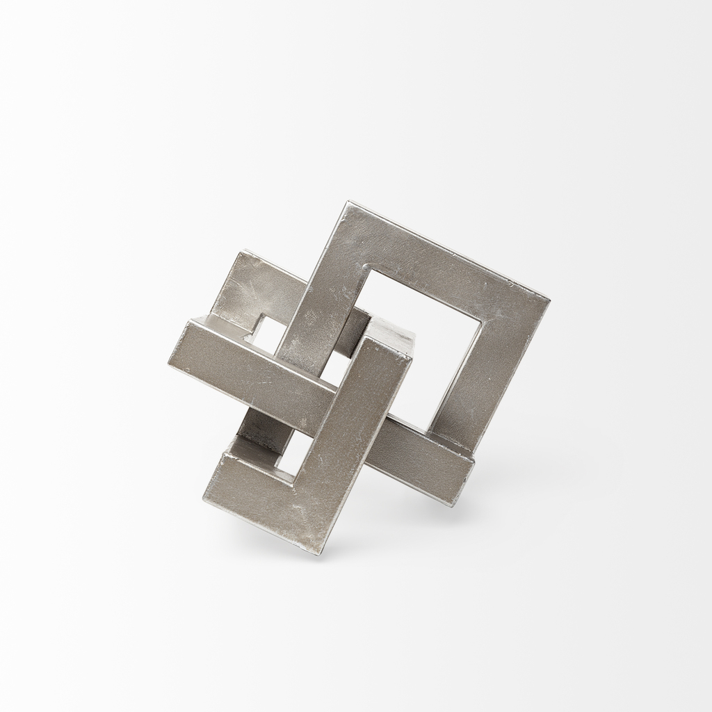 Link Small Metal Sculpture Decorative Object In Silver by Mercana ...