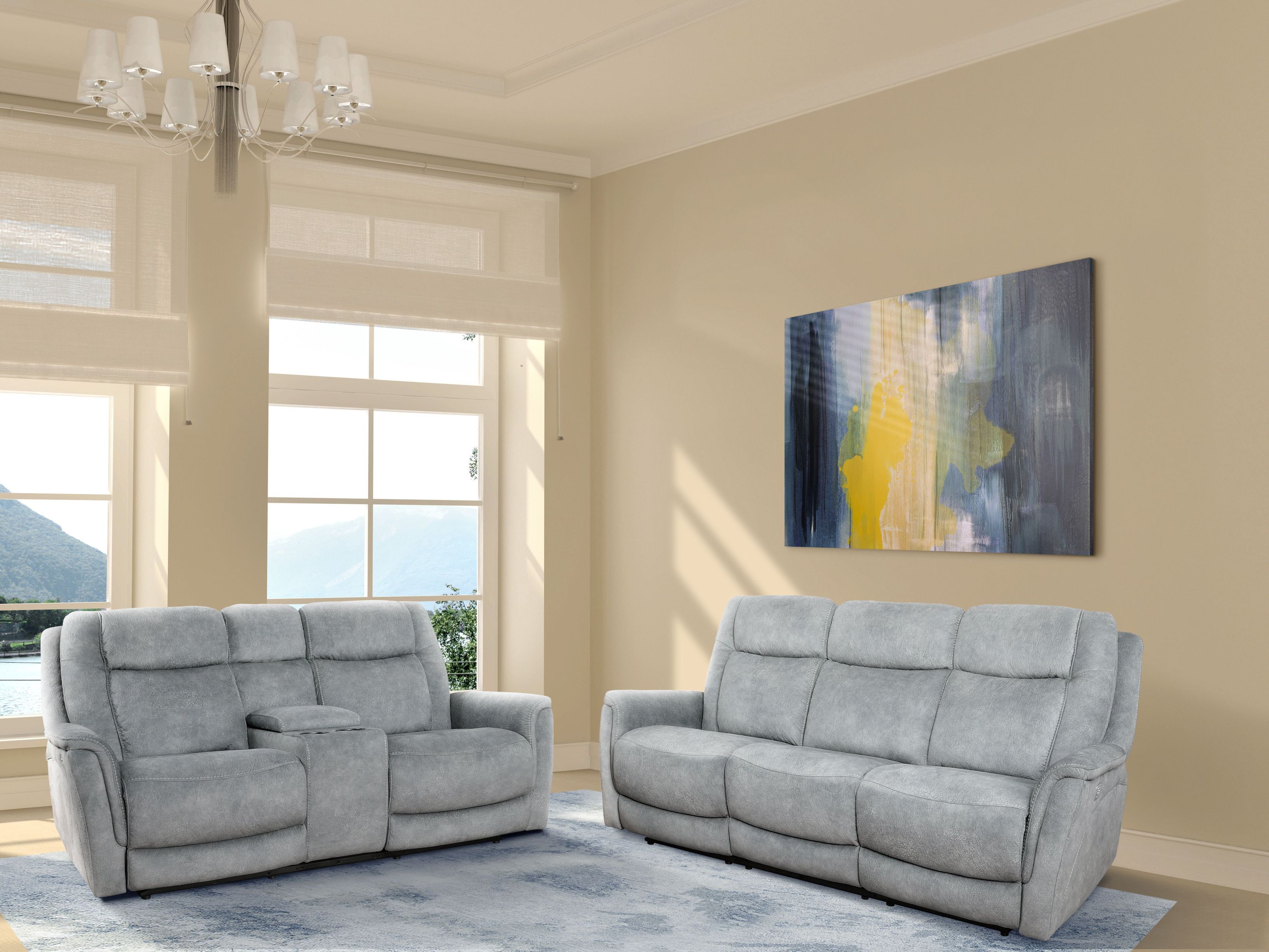 Linus Hudson Grey Zero Gravity Power Reclining Living Room Set by ...