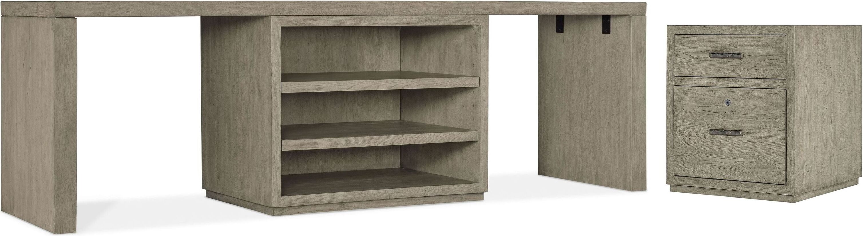 Linville Falls 96 Inch Home Office Set with Centered Open Desk Cabinet ...