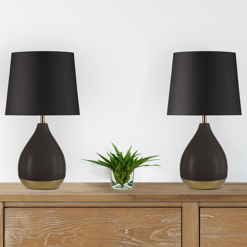 Liora 2-Tone Ceramic Table Lamp Set of 2 In Black and Gold by Olliix ...