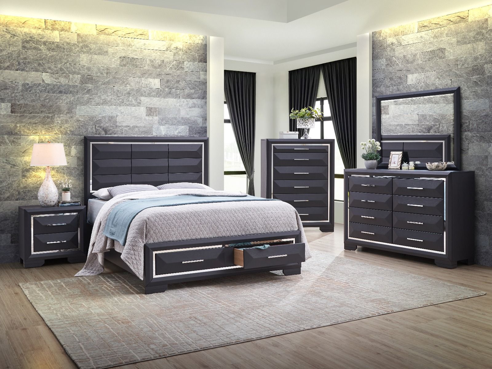 Liverpool Bedroom Set In Black by Glory | 1StopBedrooms