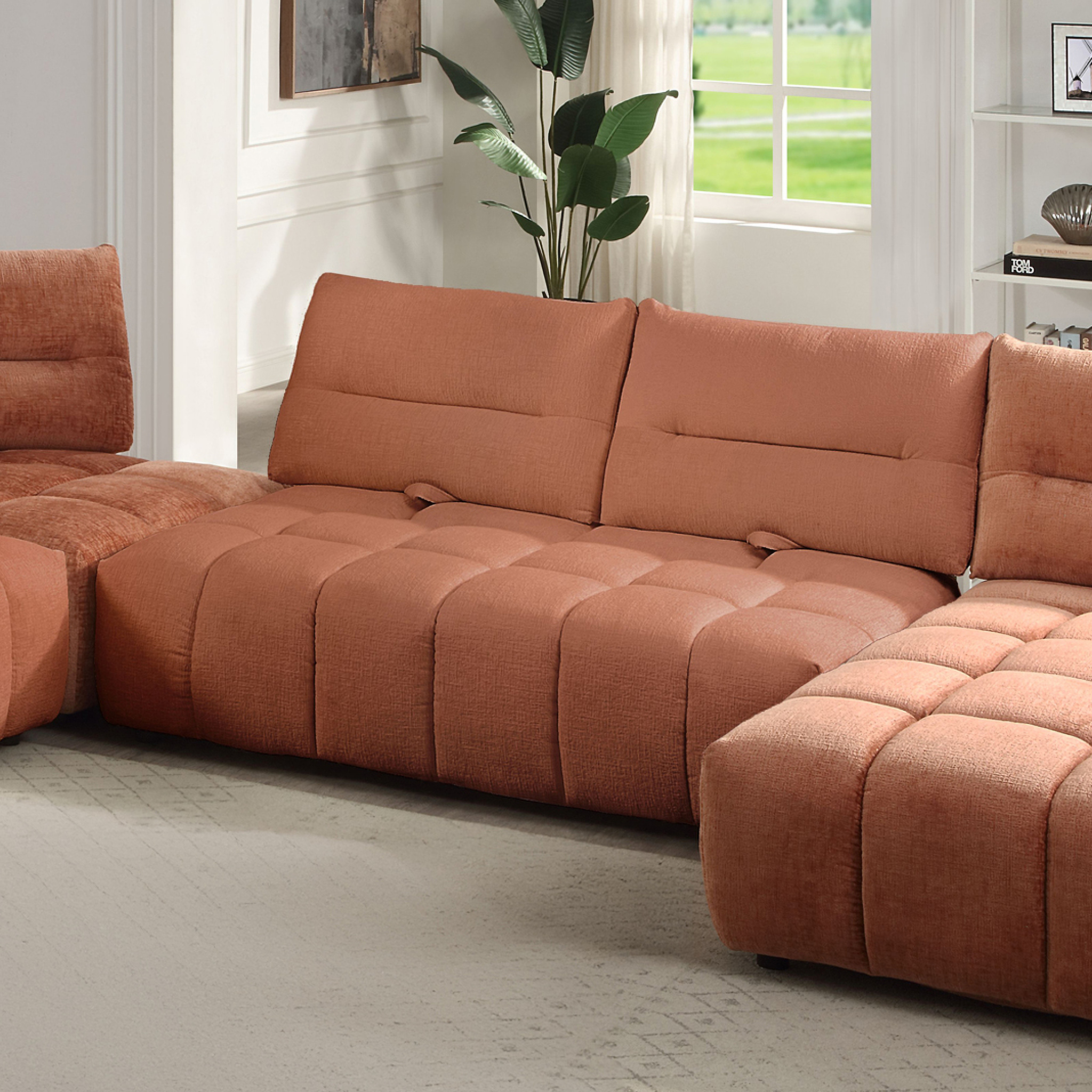 Loanna Modular Loveseat In Coral Red Linen by ACME | 1StopBedrooms