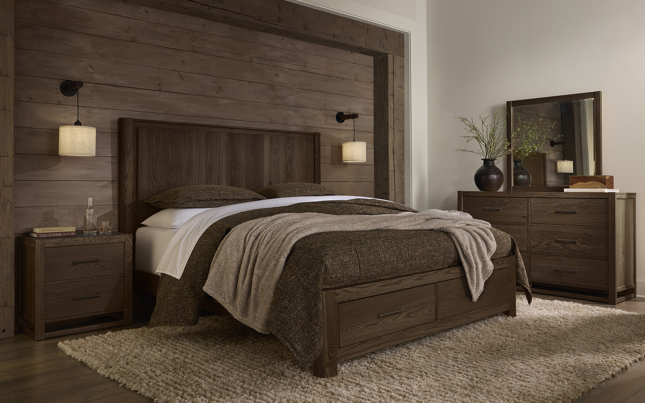 Lodge and Loft Radius Poster Bedroom Set with Footboard Storage In Dark ...