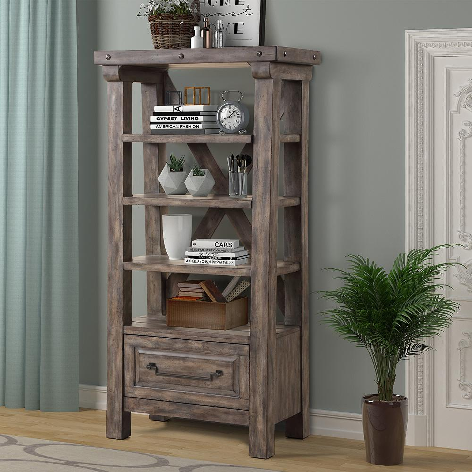 Lodge Siltstone Bookcase by Parker House | 1StopBedrooms