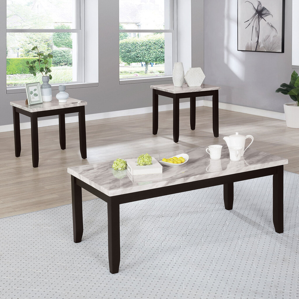 Lodivea 3 Piece Table Set In White and Black by Furniture of America ...