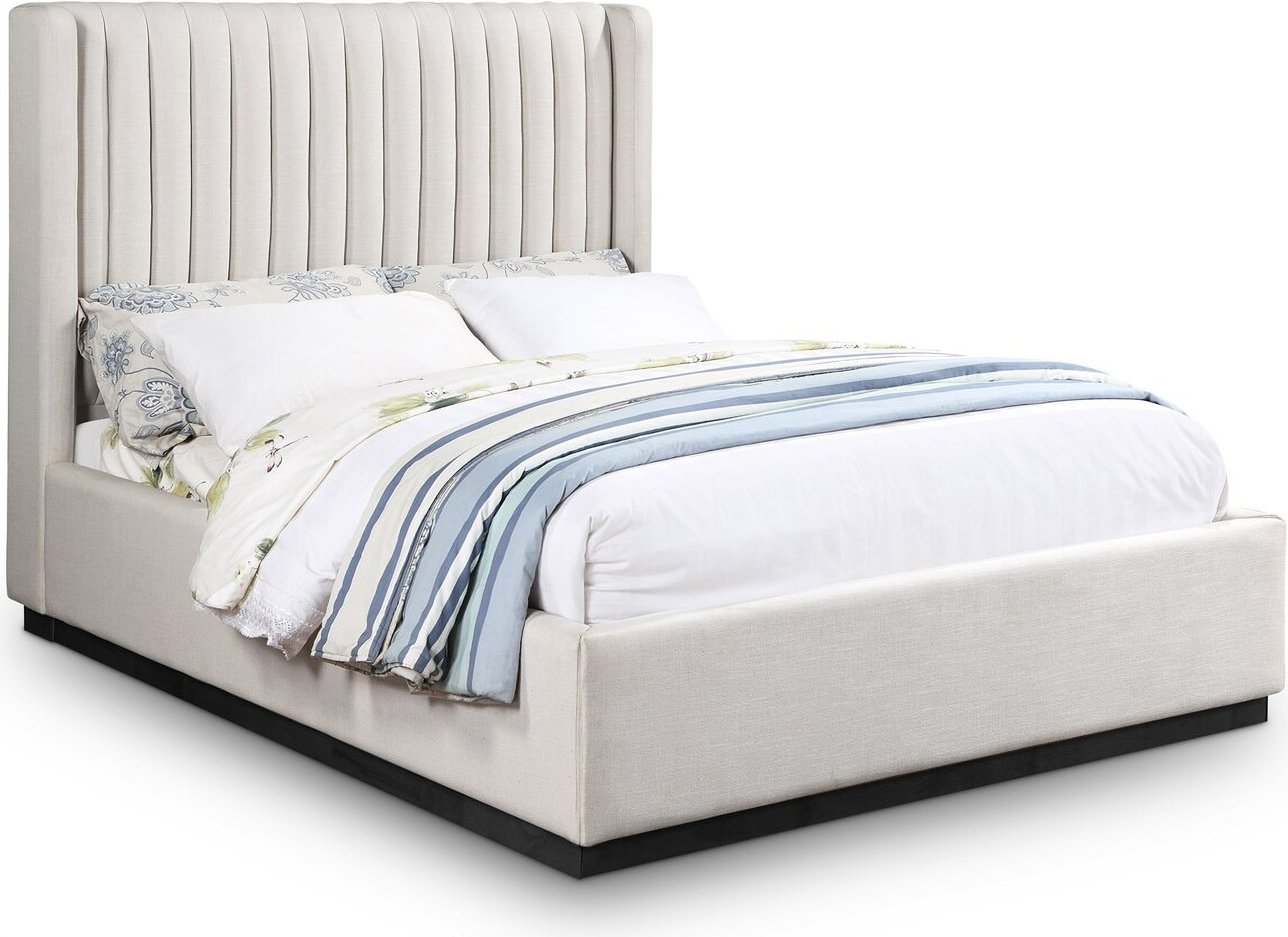 Logan Textured Fabric Full Bed In Beige Linen by Meridian | 1StopBedrooms