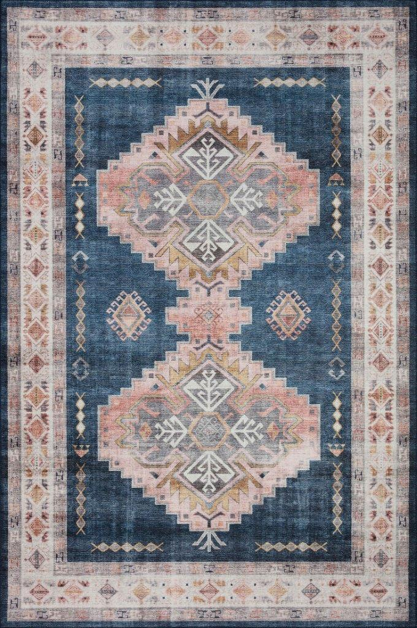 Loloi II Heidi Denim and Blush 6' x 6' Round Area Rug by Loloi Rugs ...