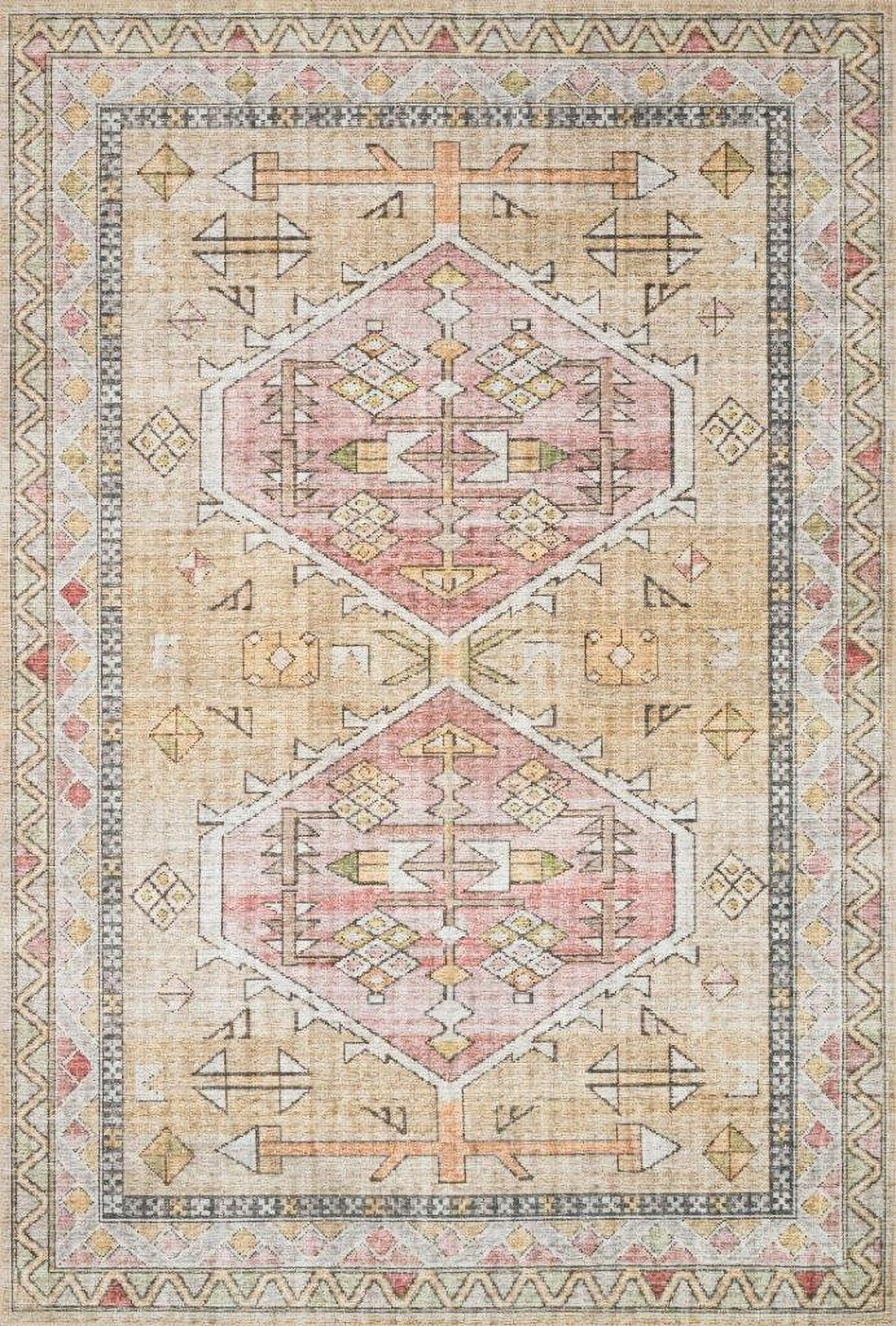 Loloi II Skye Gold and Blush 6'-0" x 9'-0" Area Rug by Loloi Rugs ...