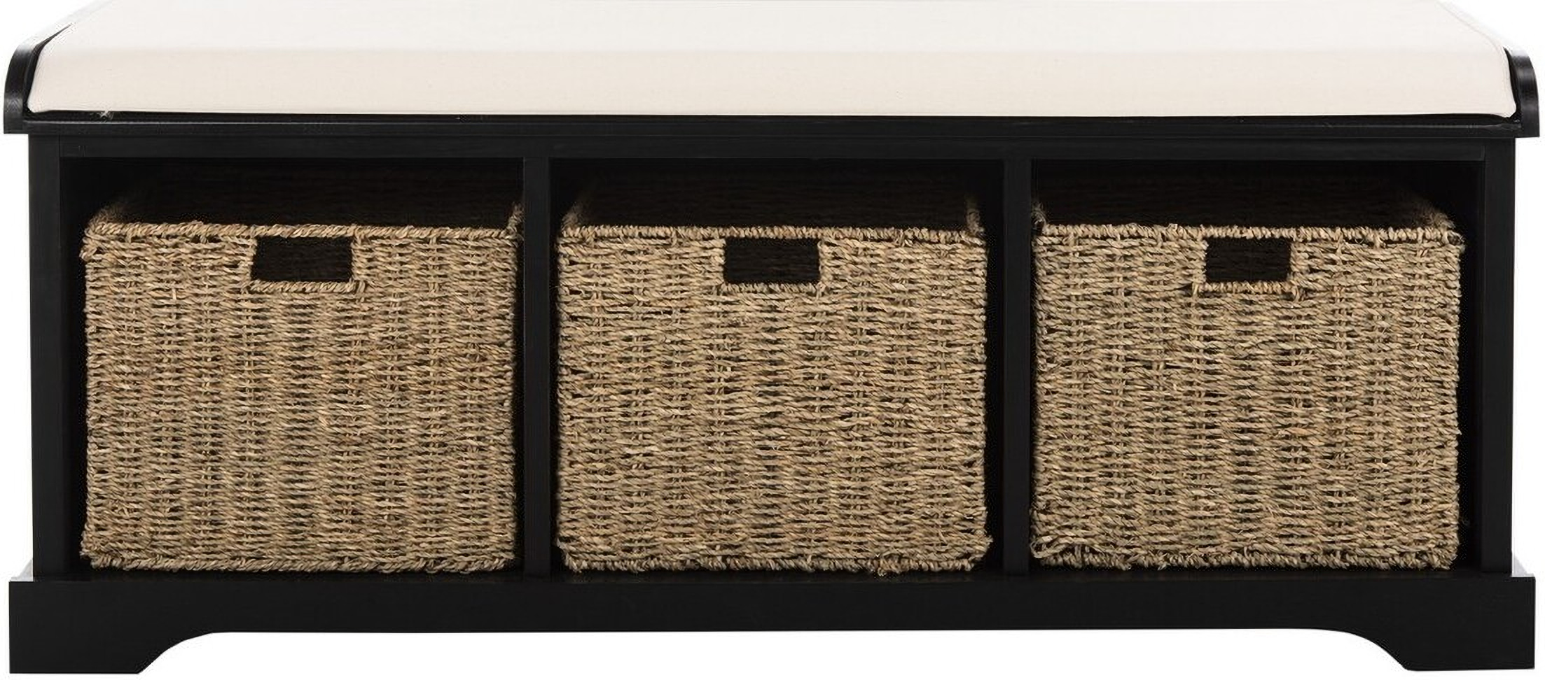 Lonan Black and White Wicker Storage Bench by Safavieh | 1StopBedrooms