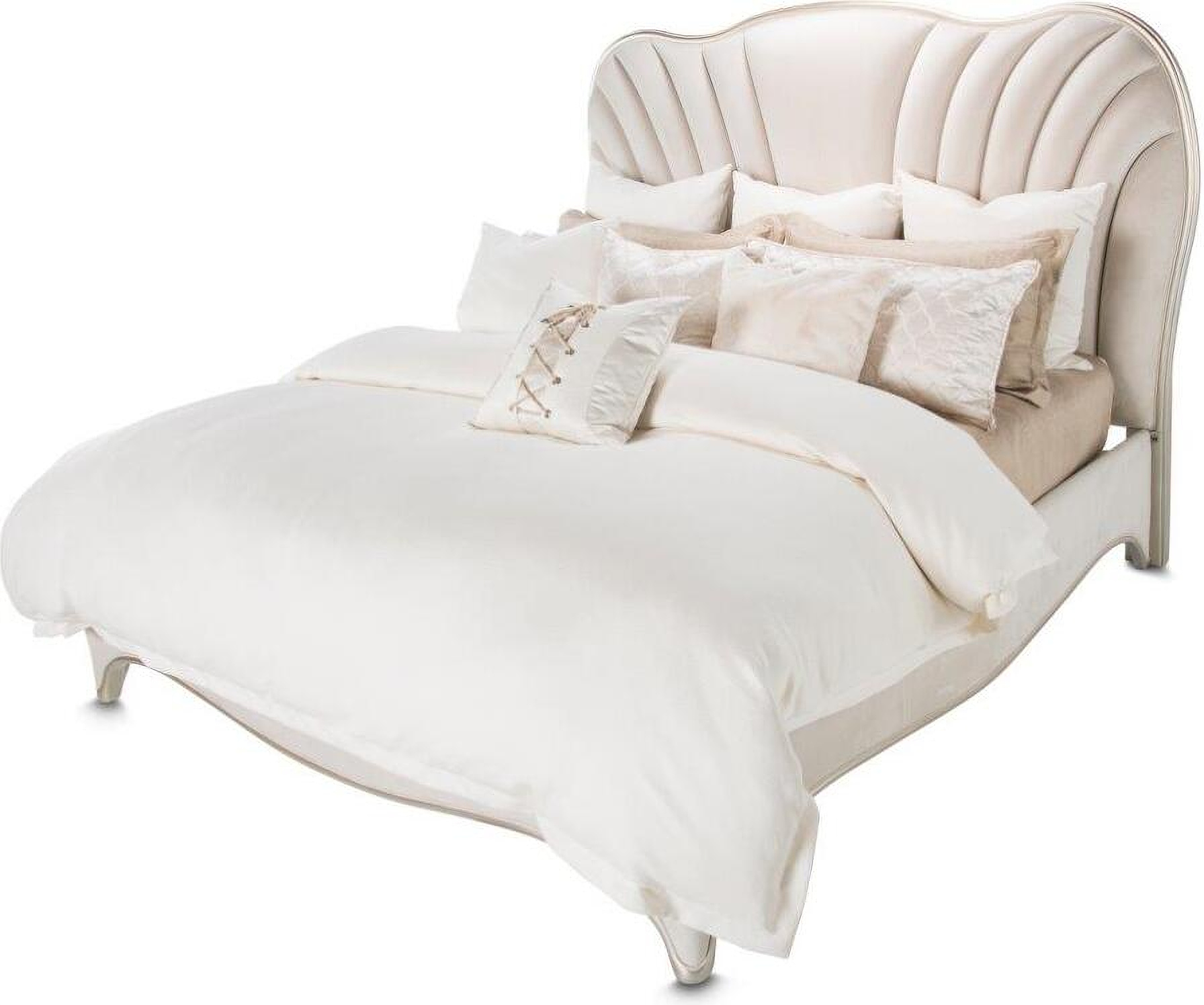 London Place Queen Velvet Panel Bed In Creamy Pearl by Michael Amini ...