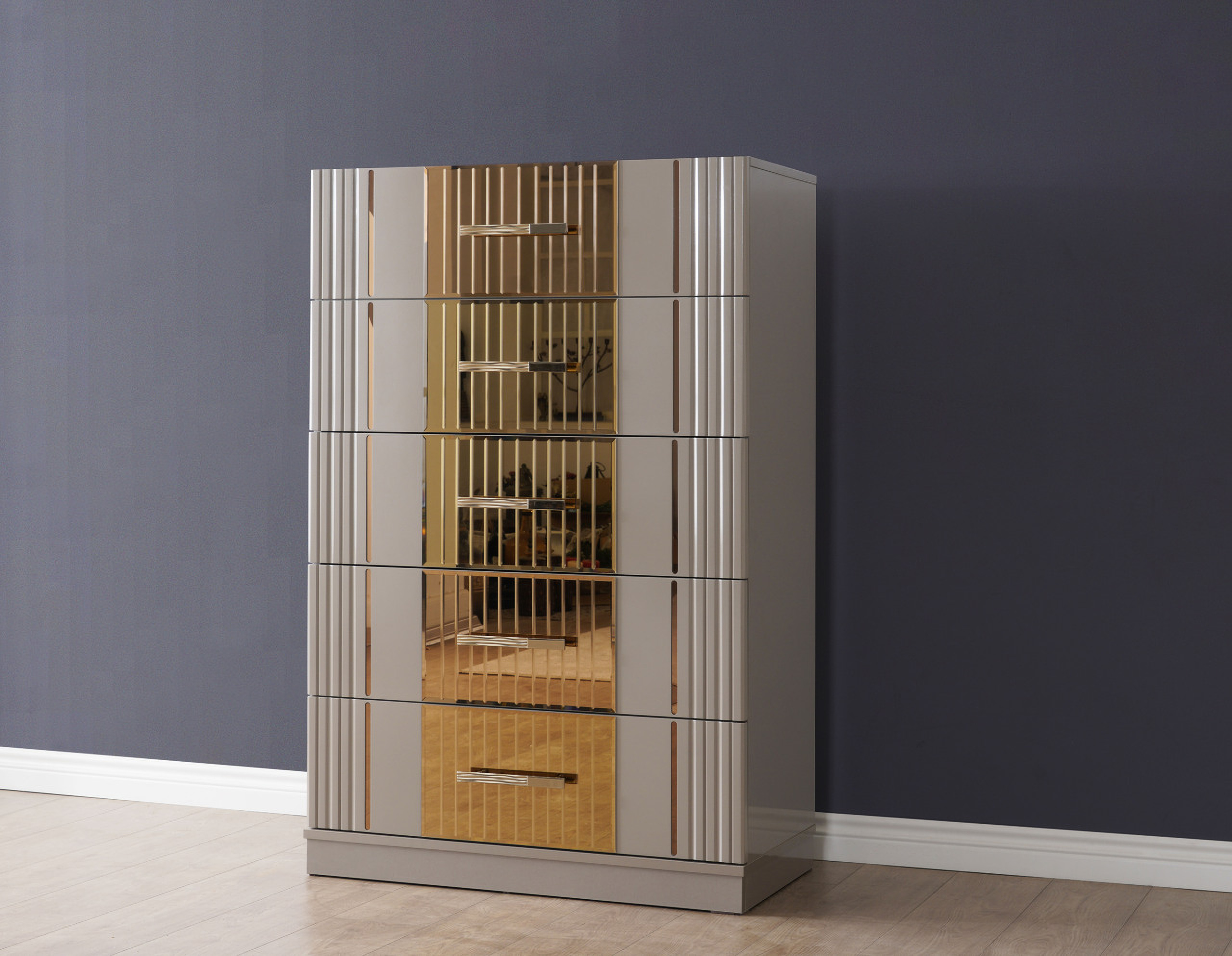 Lorenzo Gold Detailed Chest In Gray by Galaxy Home Furnishings ...