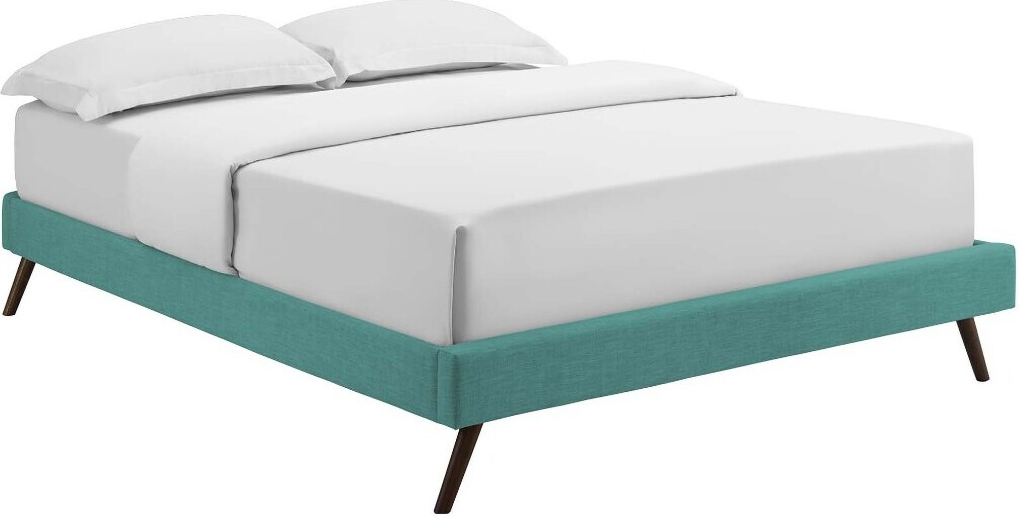 Loryn Full Fabric Bed Frame With Round Splayed Legs In Teal by Modway ...