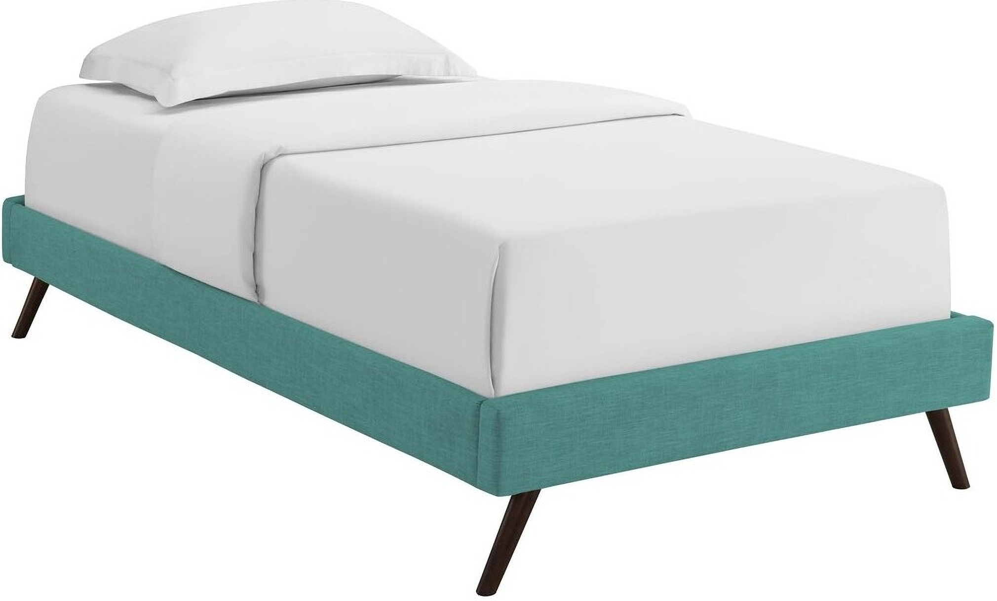 Loryn Twin Fabric Bed Frame With Round Splayed Legs In Teal by Modway ...
