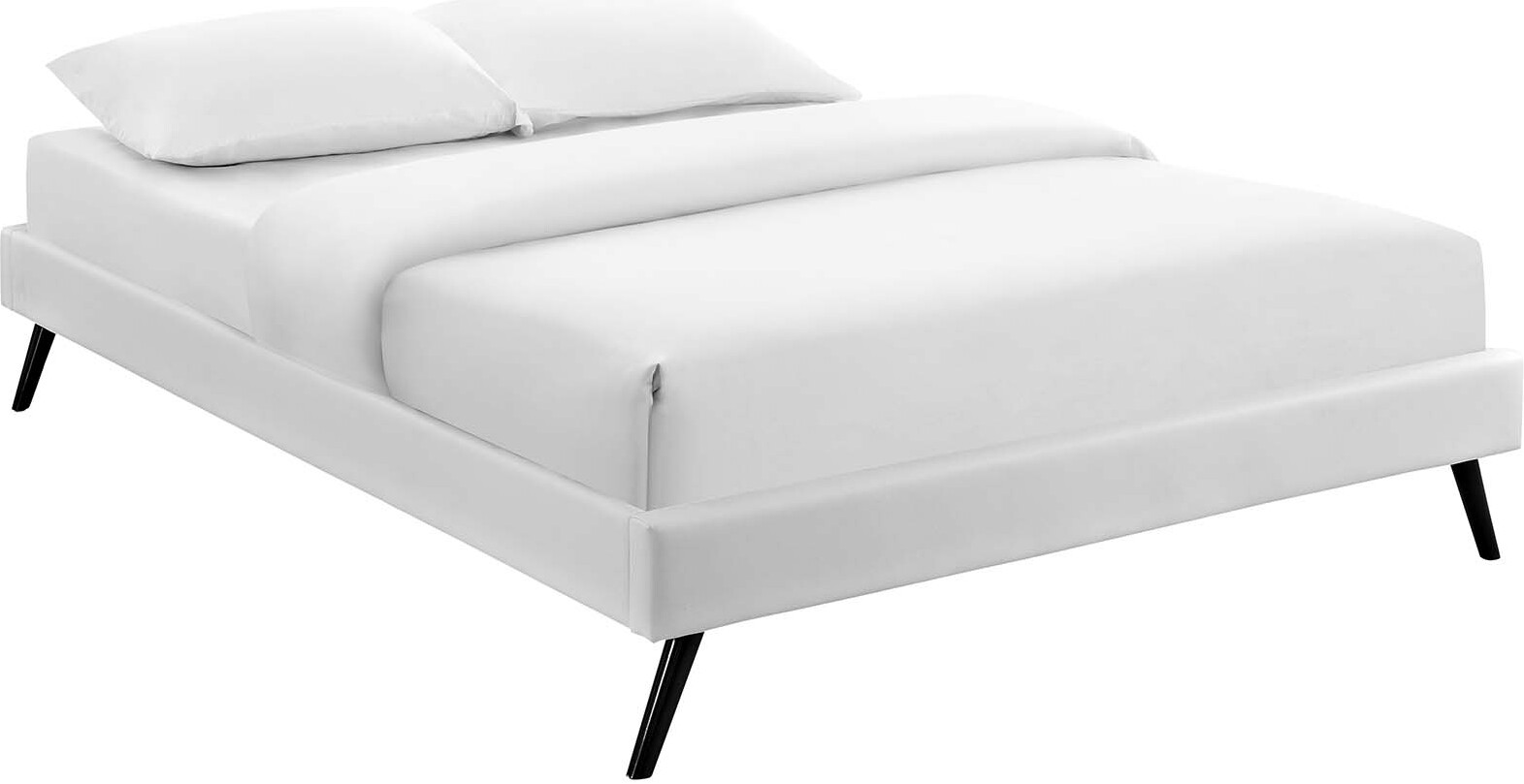 Loryn White Queen Vinyl Bed Frame with Round Splayed Legs by Modway ...