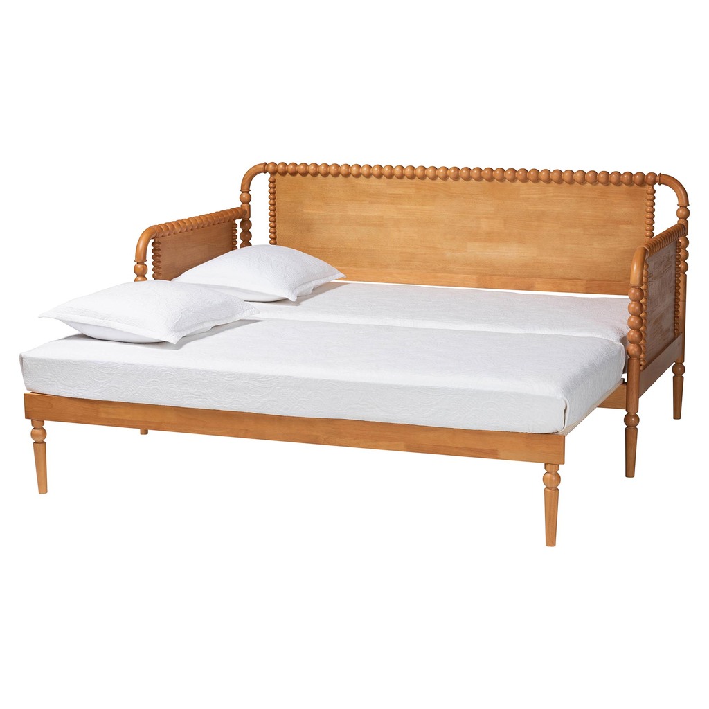 Lucera Bobbin Twin-To-King Expandable Daybed In Oak Brown by Baxton ...