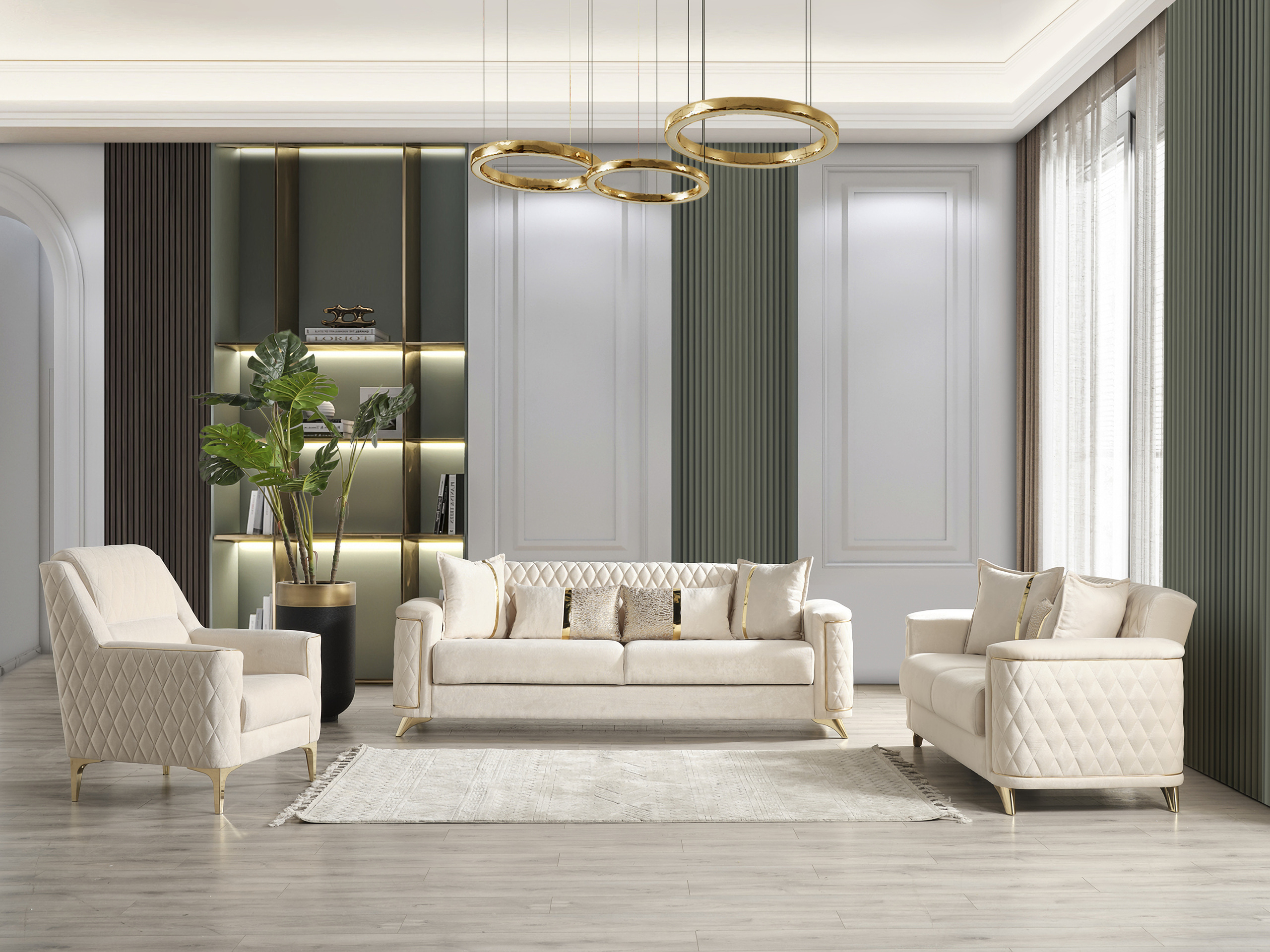 Luna Velvet 2 Piece Living Room Set In Ivory by Galaxy Home Furnishings ...