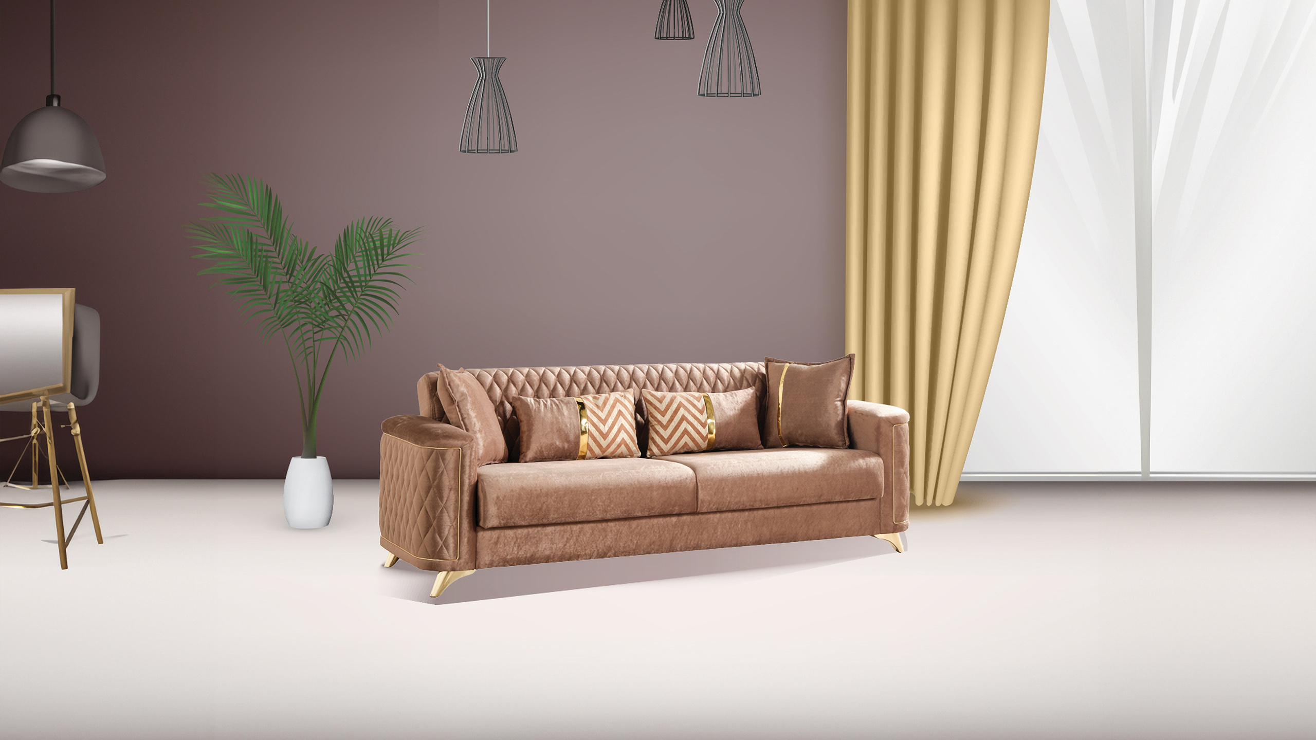Luna Velvet Sleeper Sofa In Copper by Galaxy Home Furnishings ...