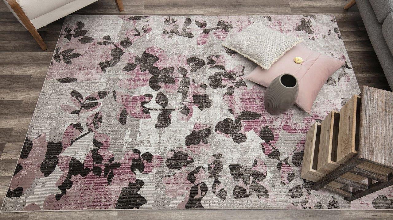 Lush CE70A Pink Elegance Gray 5' x 7' Area Rug by Rugs America ...