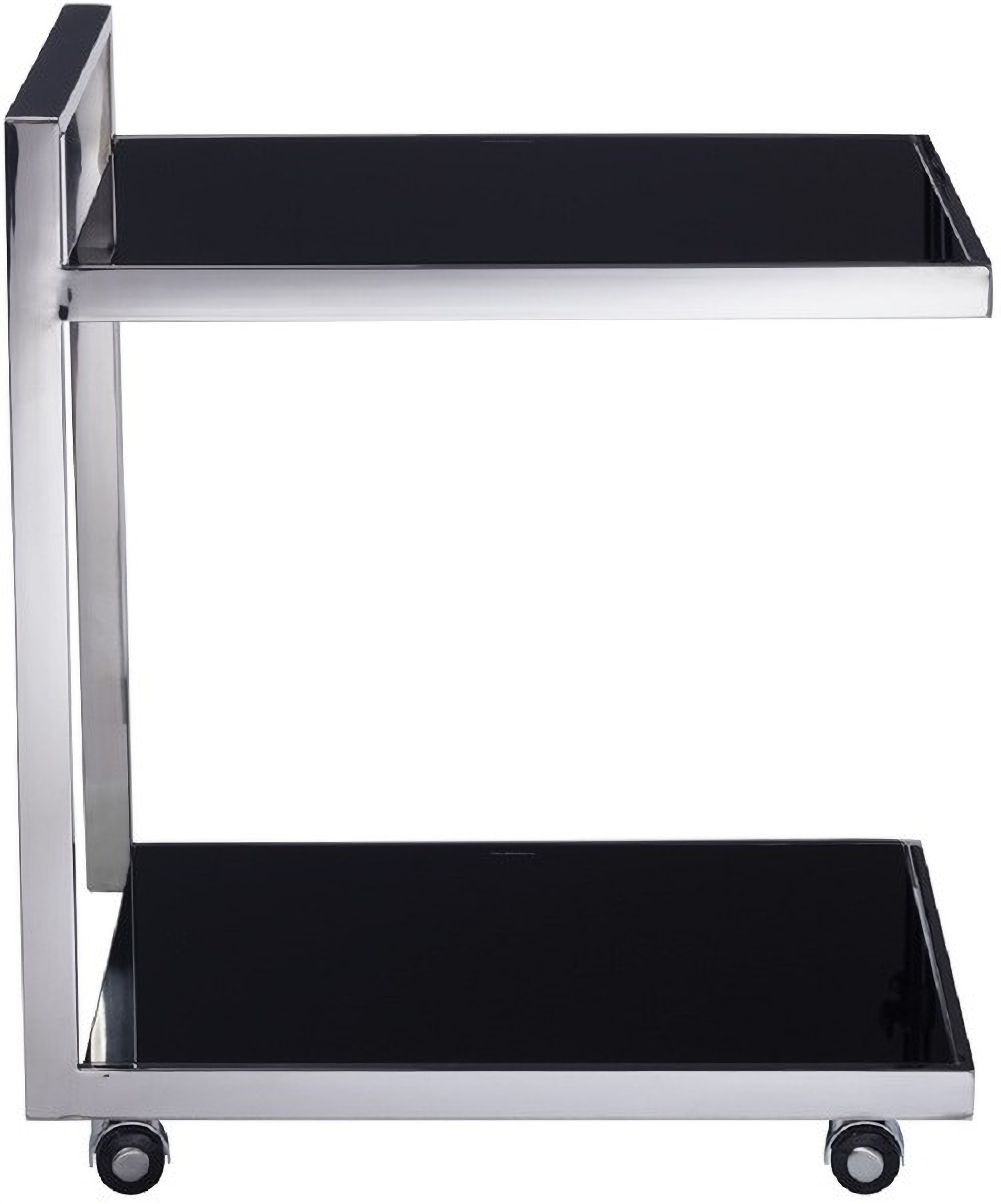 Luxe Collection Glass and Steel Serving Table In Black and Chrome by ...