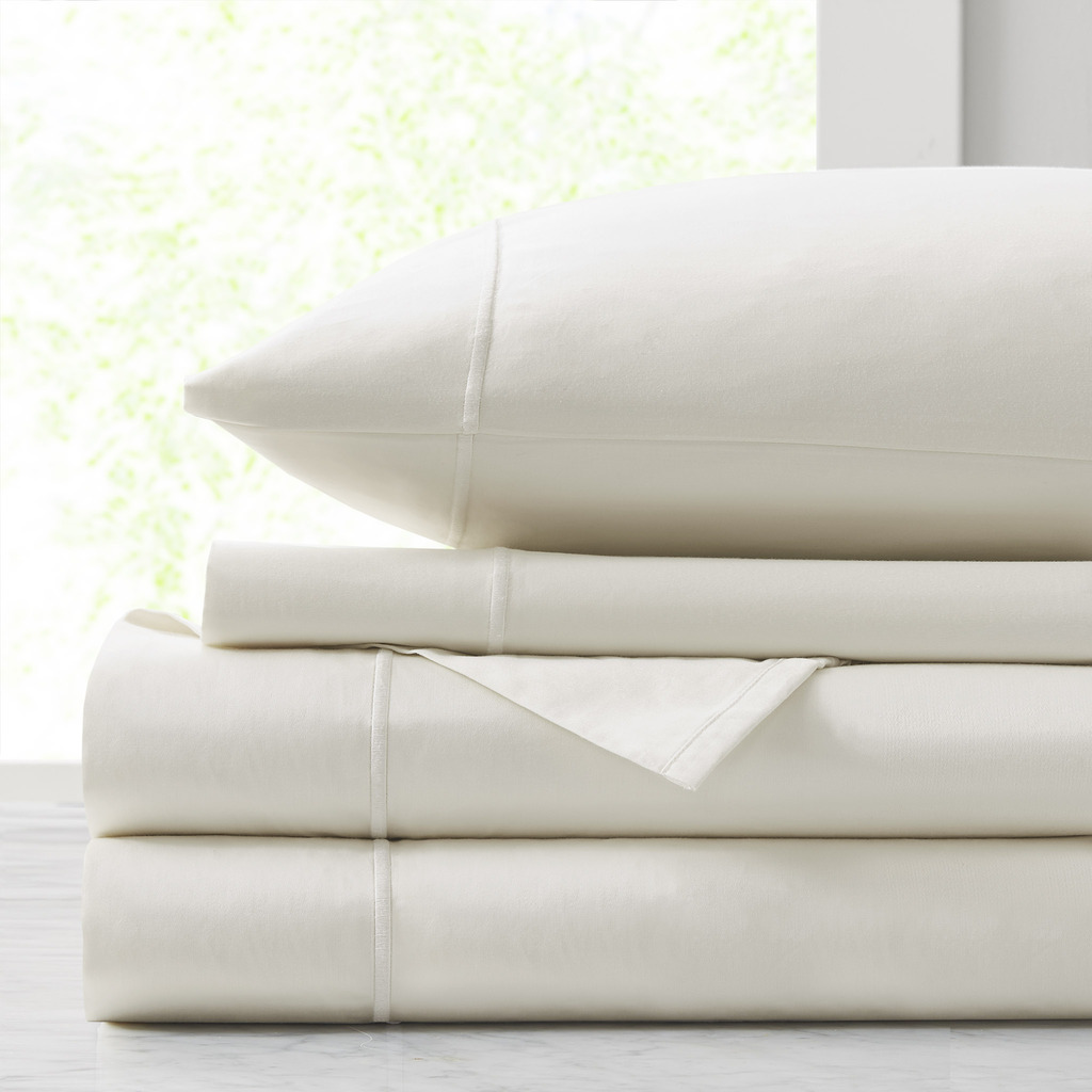 Luxury Egyptian 500TC Cotton Queen Sheet Set In Ivory by Olliix ...