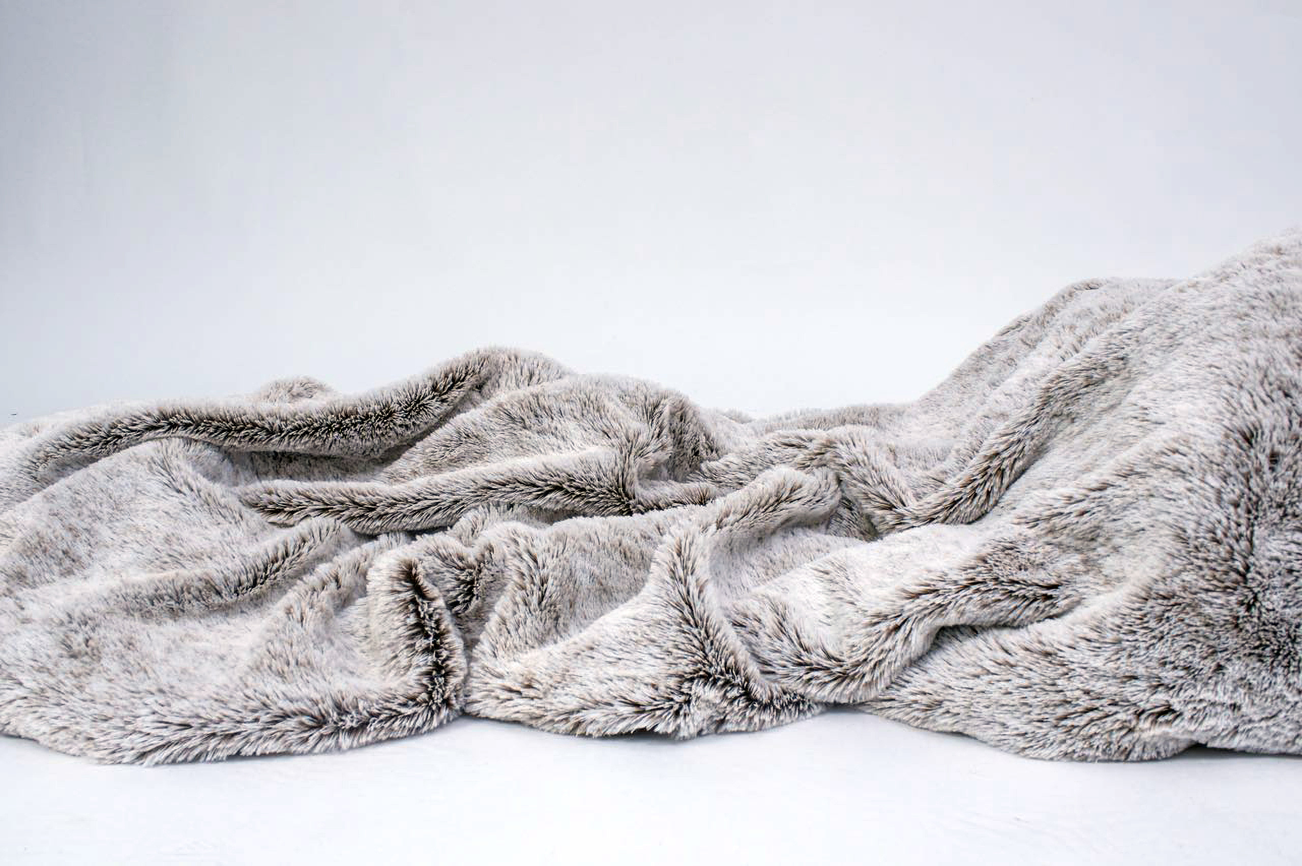 Luxury Throw Blanket and Back Fleece In Grey Faux Fur by AC Pacific ...