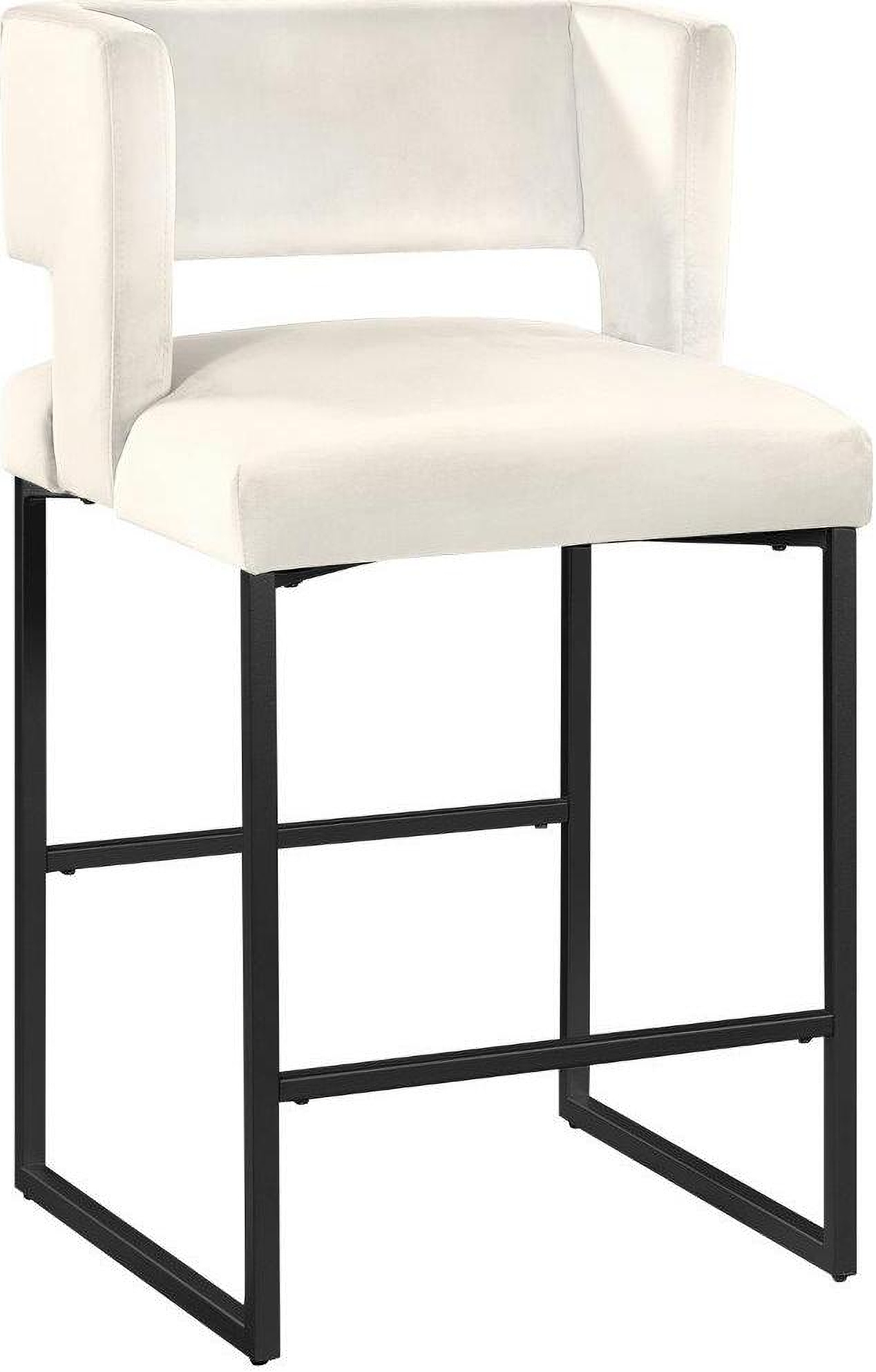 Lynx Cream Velvet Bar Stool Set of 2 In Matte Black by Best Master ...