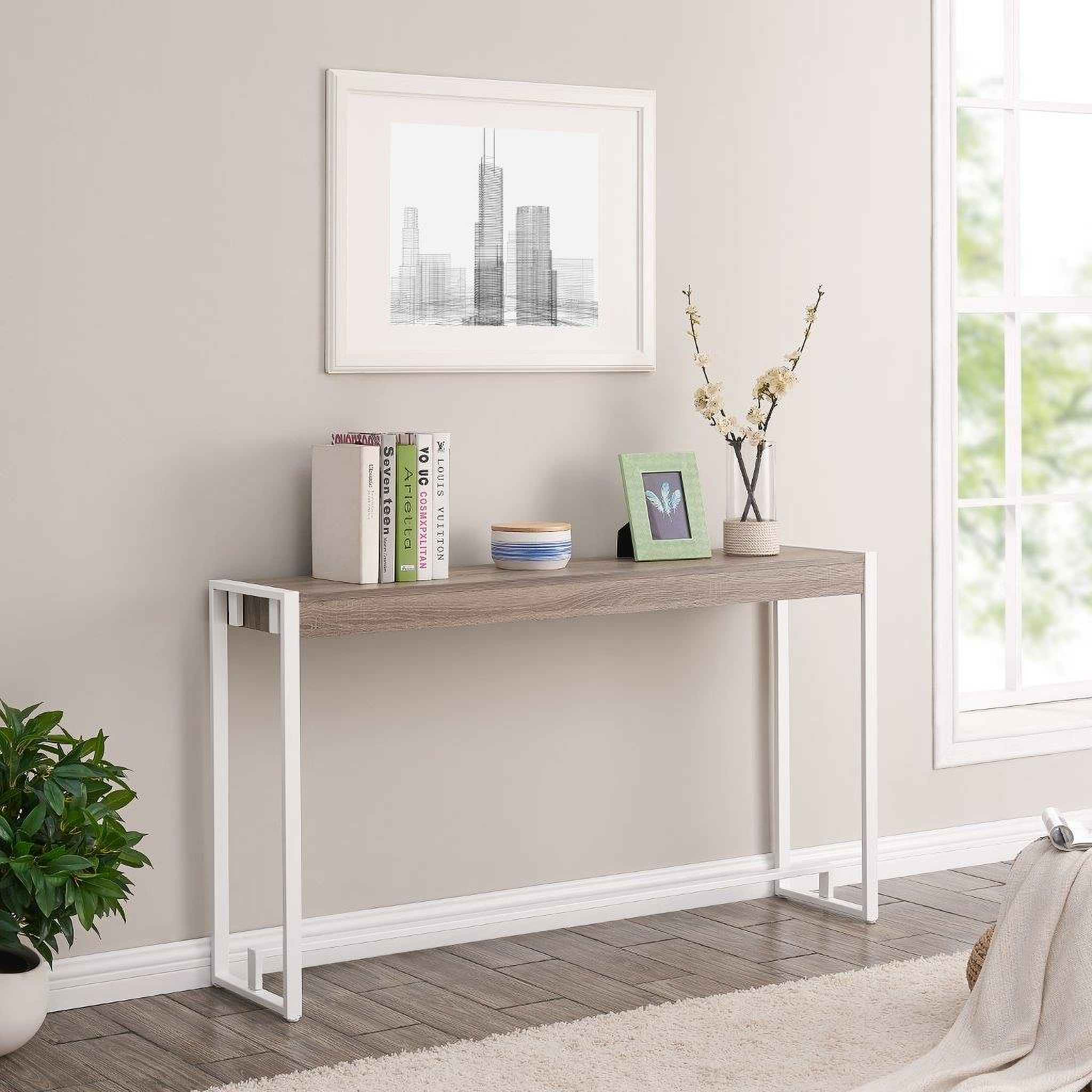 Macen Console In Mocha Gray With White by SEI Furniture | 1StopBedrooms