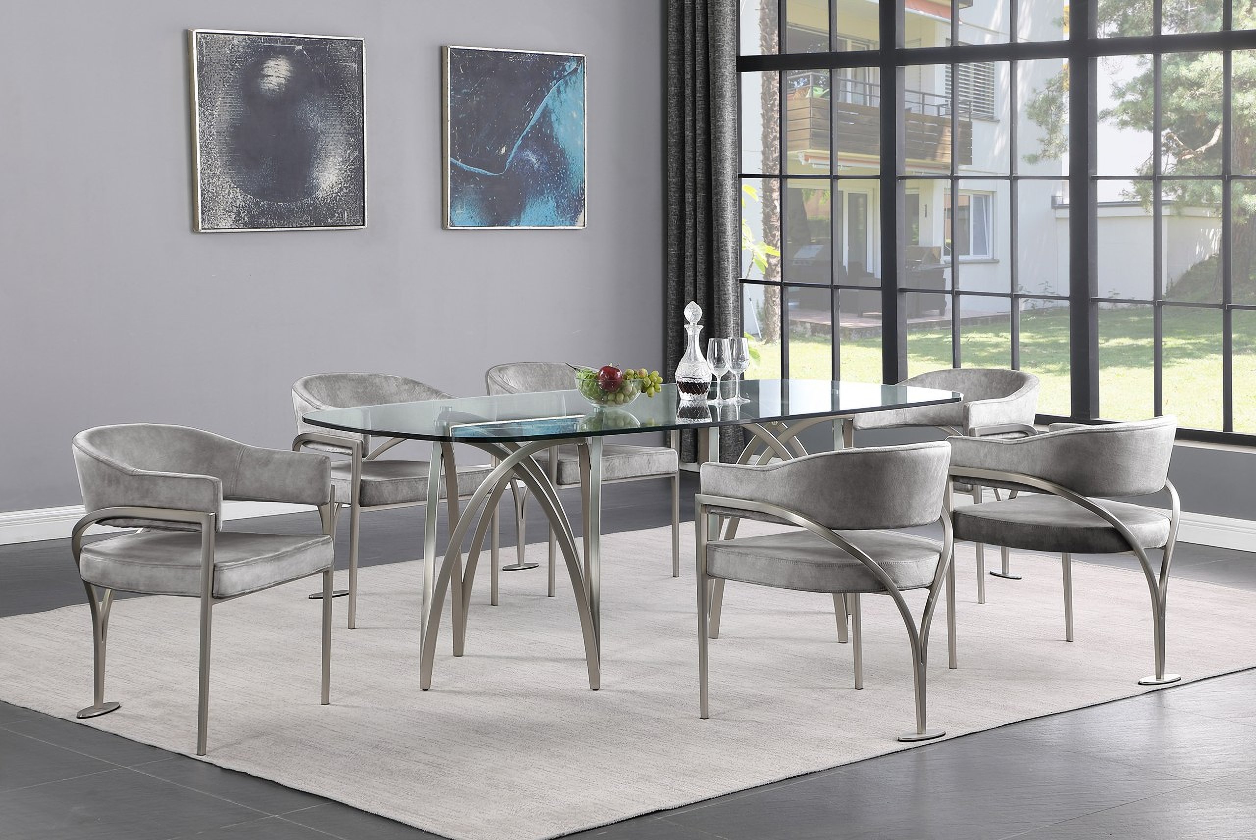 Madelyn Dining Room Set In Silver by Meridian | 1StopBedrooms