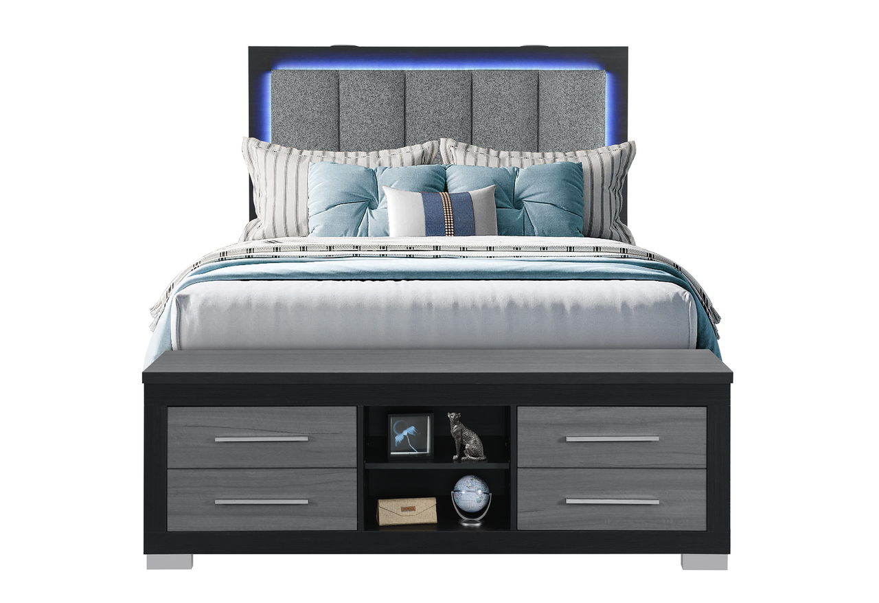 Madison Queen Bed In Black and Grey by Global Furniture USA | 1StopBedrooms