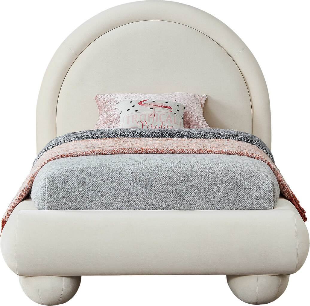 Madrid Velvet Twin Bed In Cream Velvet by Meridian | 1StopBedrooms