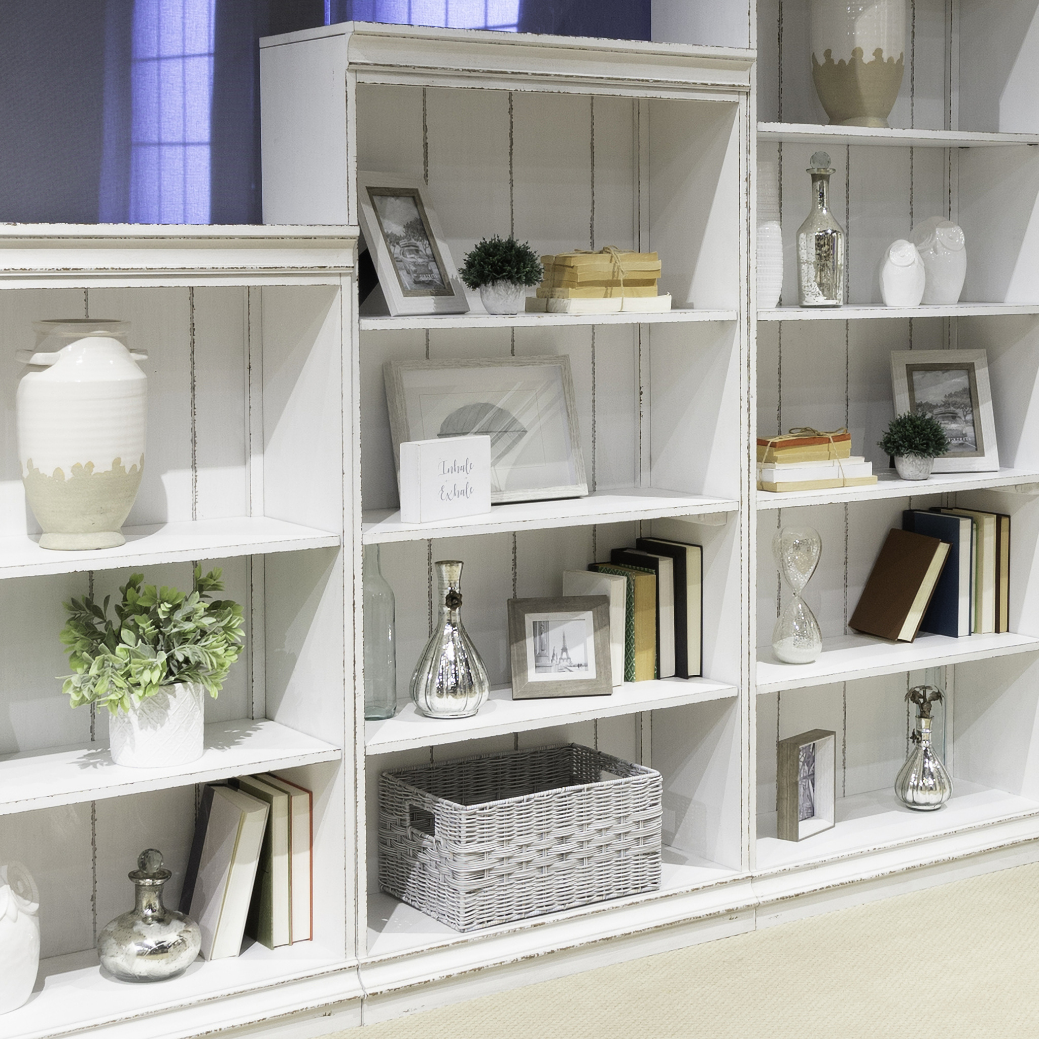 Magnolia Manor 60 Inch Bookcase In Antique White and Weathered Bark by ...