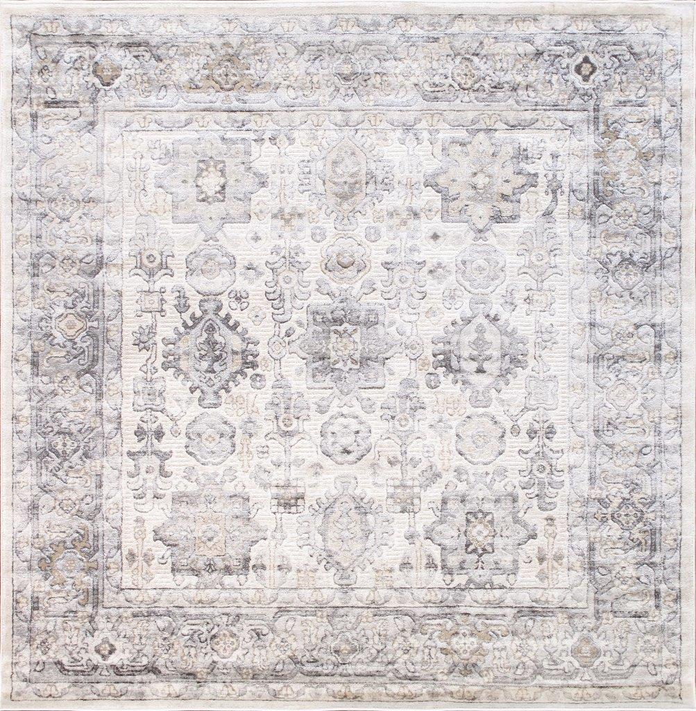 Majestic Collection Polypropylene Square Area Rug- 6' x 6' In Ivory and ...