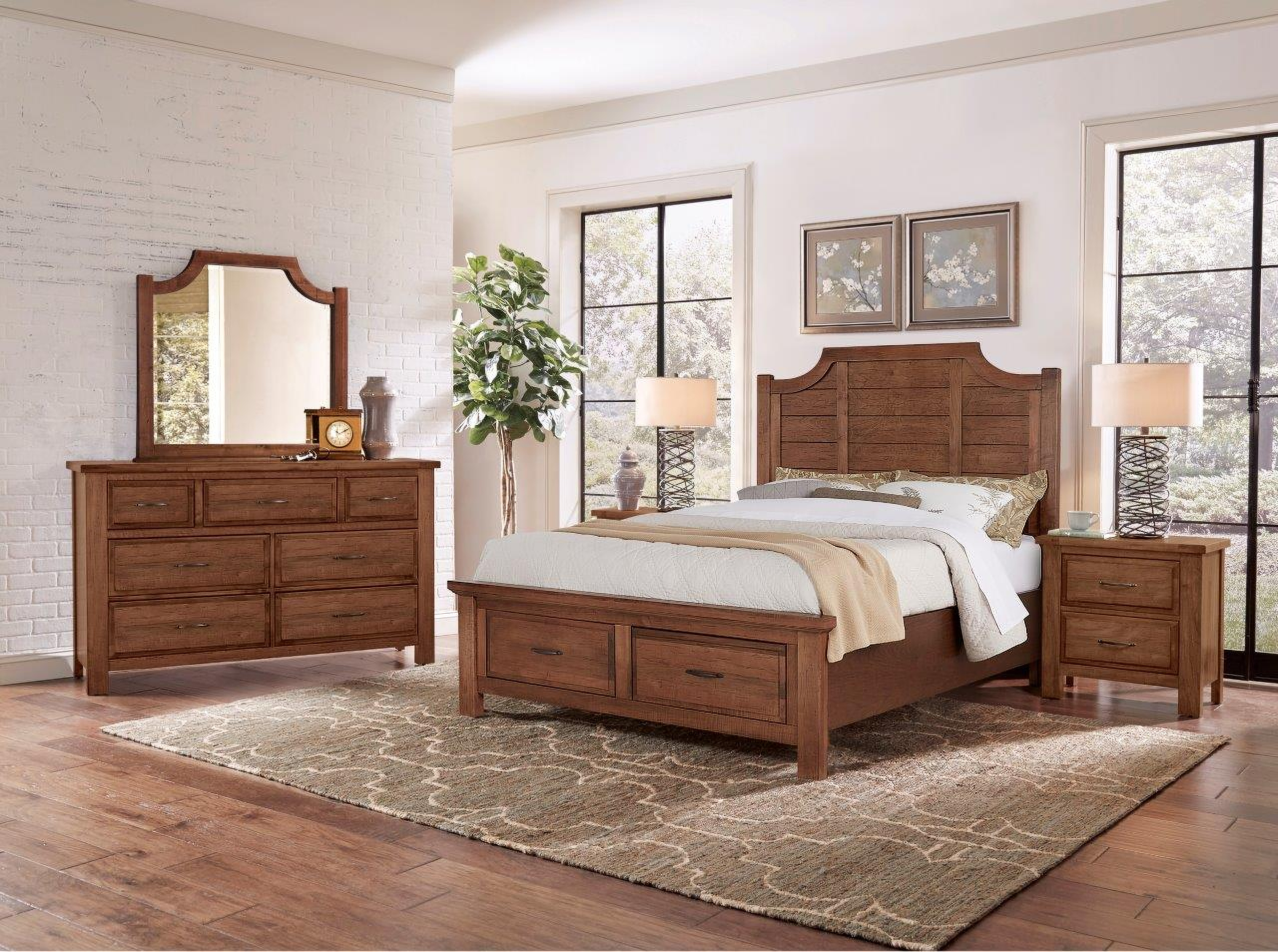 Maple Road Scalloped Storage Bedroom Set In Antique Amish by Artisan ...