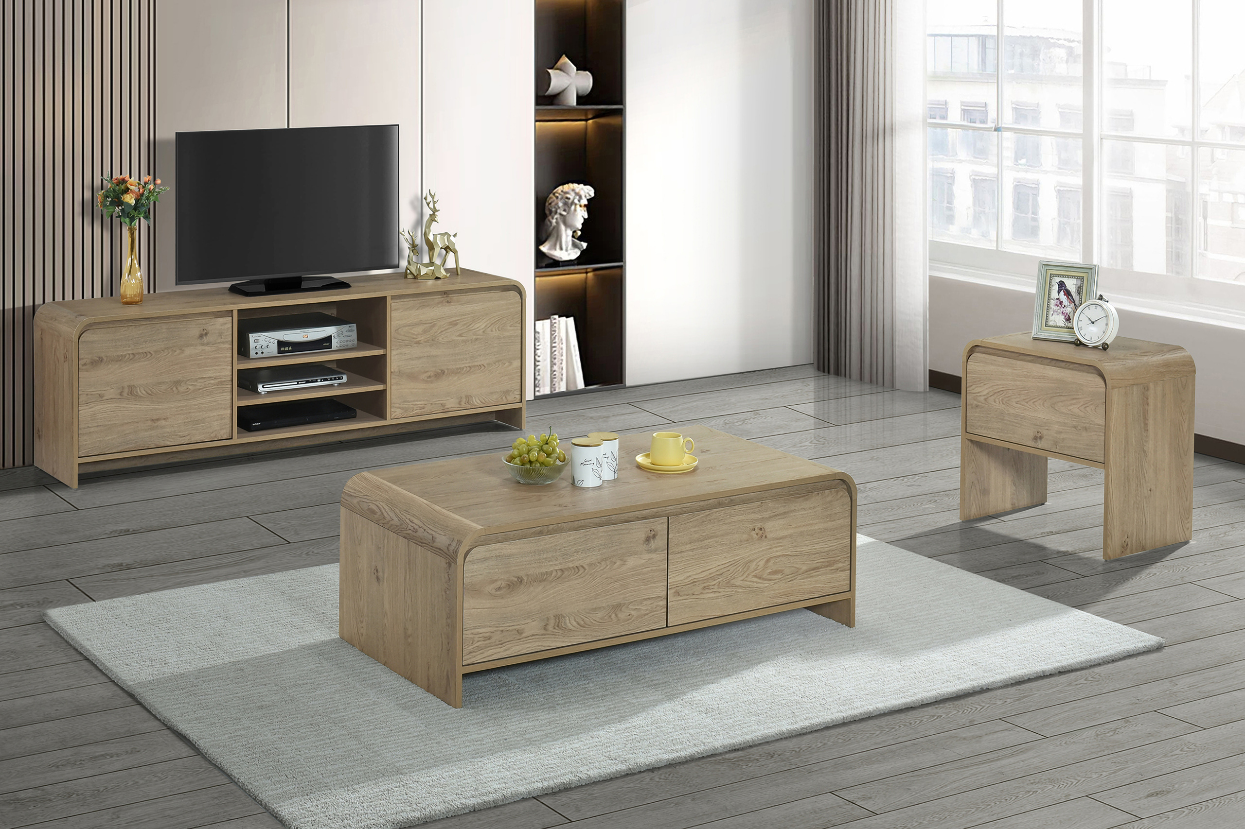 Mara Storage Occasional Table Set In Natural by New Classic | 1StopBedrooms