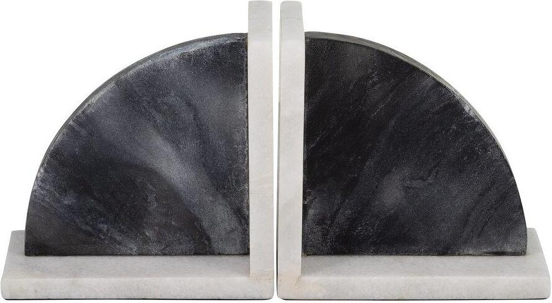 Marble 6 Inch Rounded Bookends Set of 2 In Black And White by Sagebrook ...