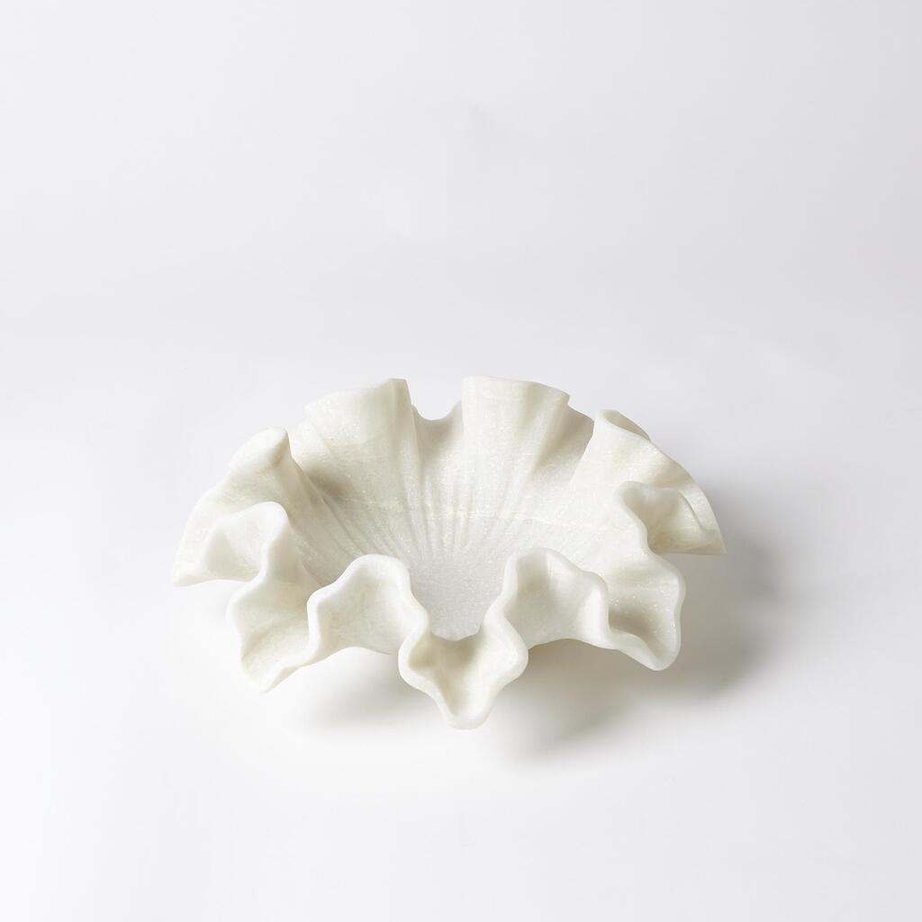 Marble Small Ruffle Bowl In White by Global Views | 1StopBedrooms