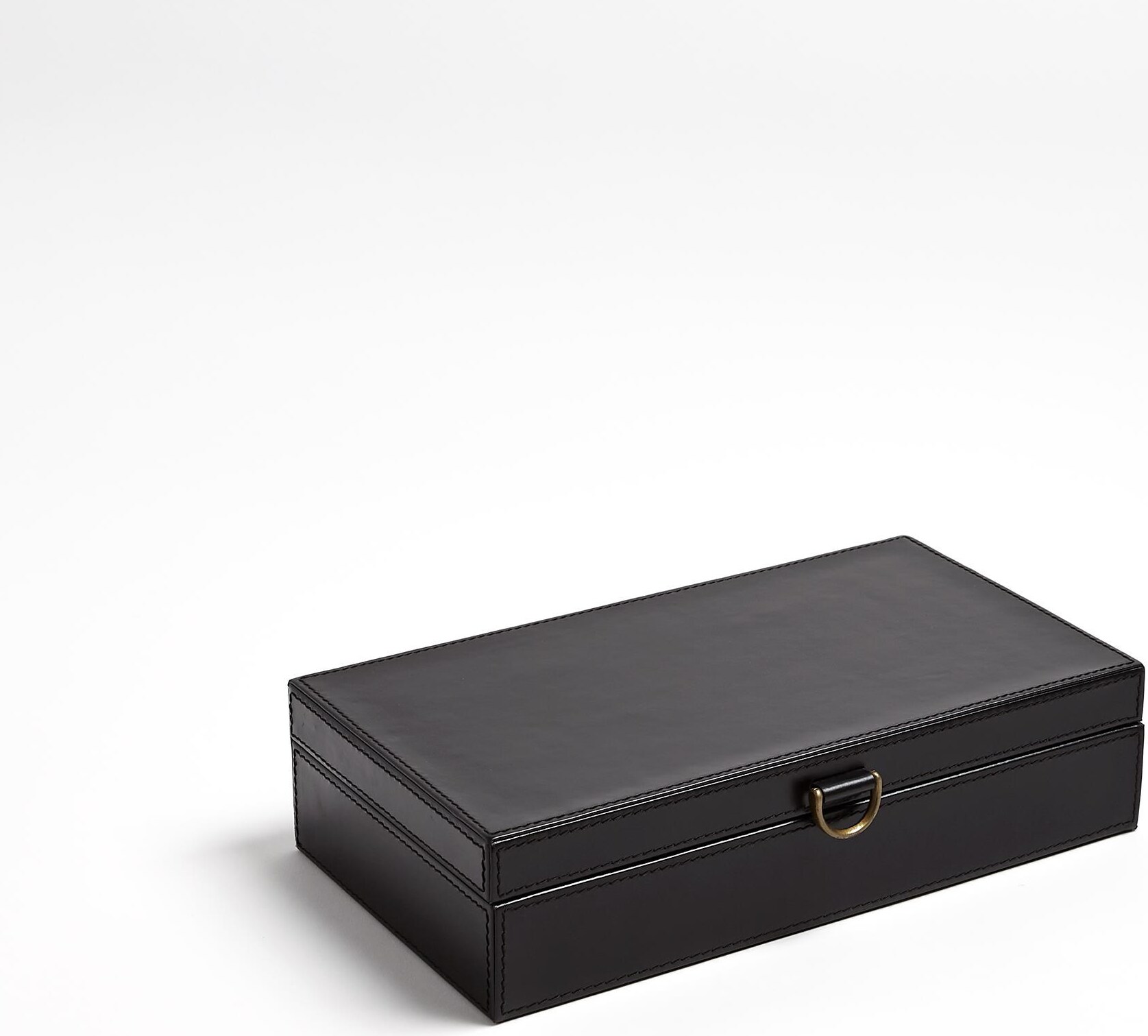 Marbled Leather D Ring Medium Box In Black by Global Views | 1StopBedrooms