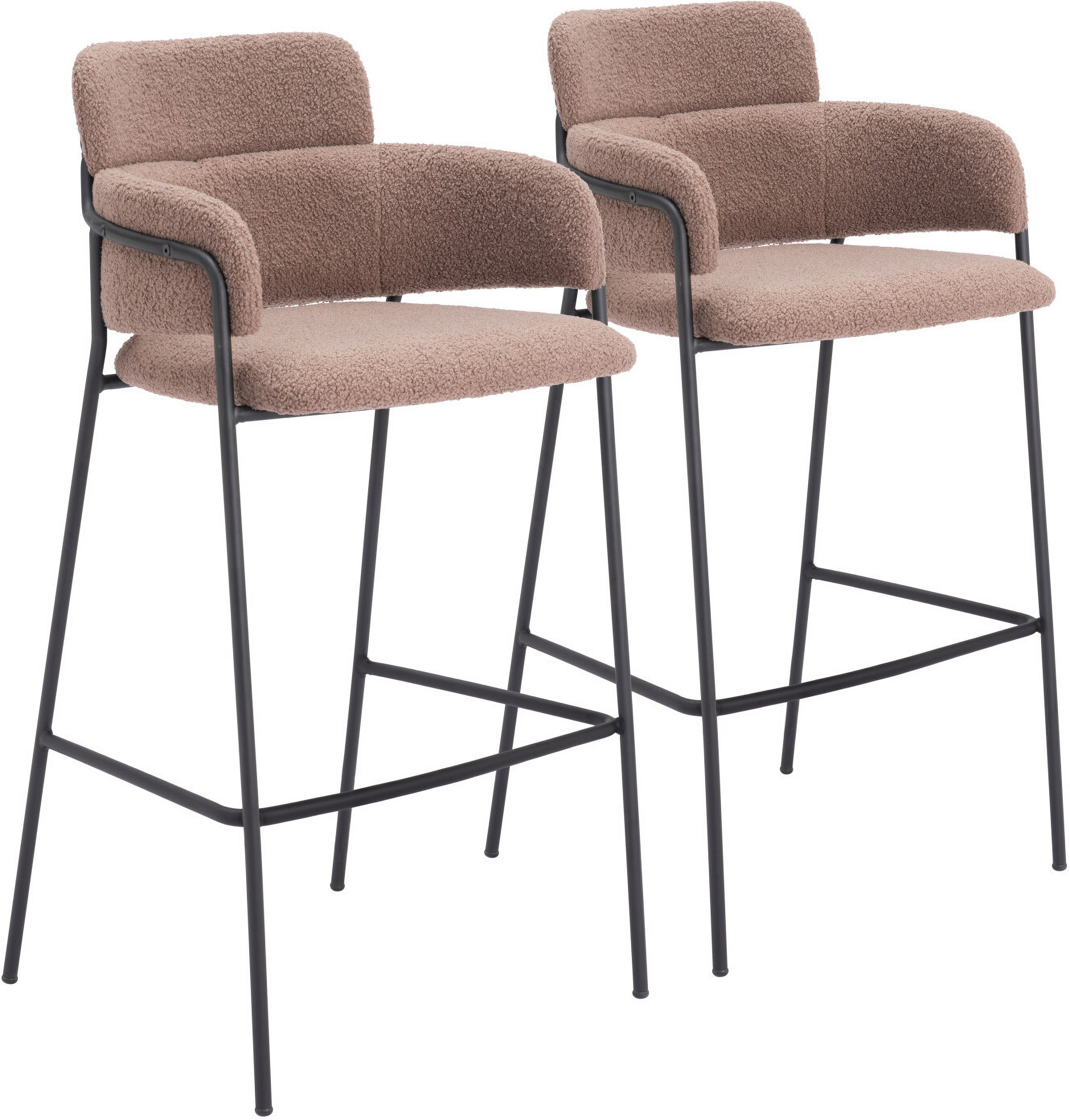 Marcel Barstool Set of 2 In Brown by Zuo Modern | 1StopBedrooms