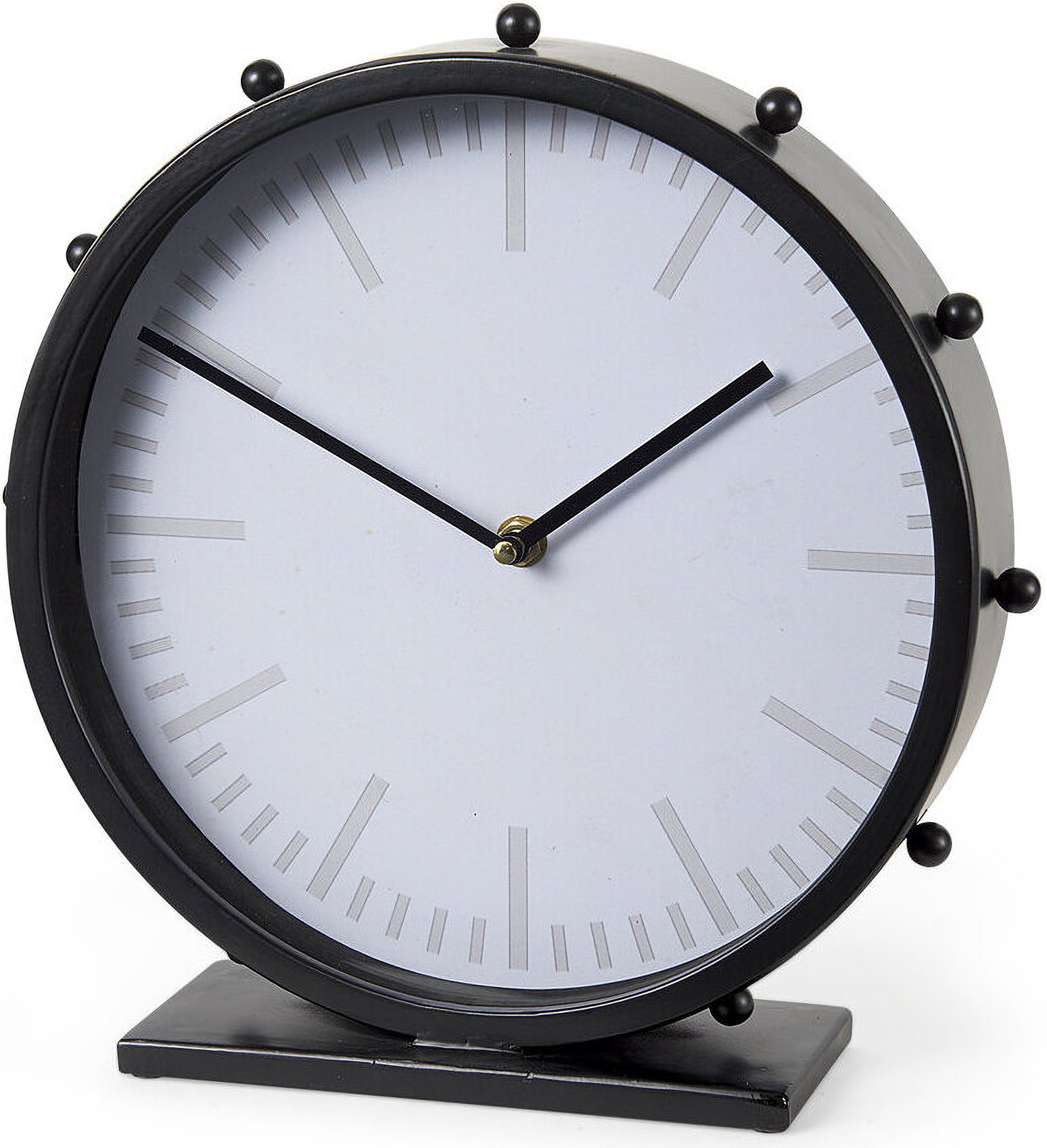 Marian Studded Round Table Clock In Black by Mercana | 1StopBedrooms