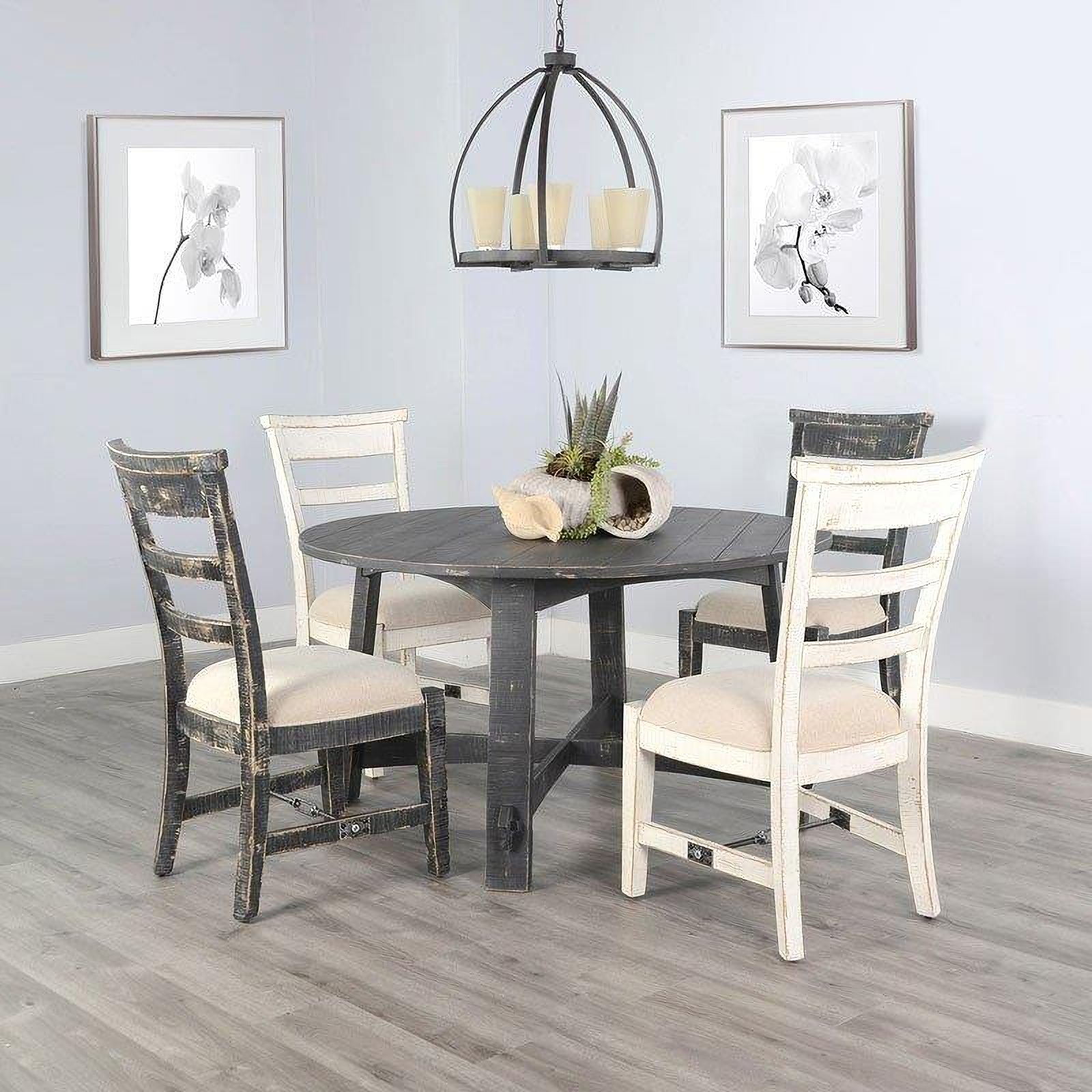 Marina 54 Inch Round Dining Room Set With Chair Choices (Black Sand) by Sunny Designs ...