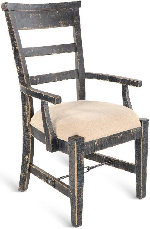 Marina Wood Arm Dining Chair Set of 2 In Black Sand by Sunny Designs ...