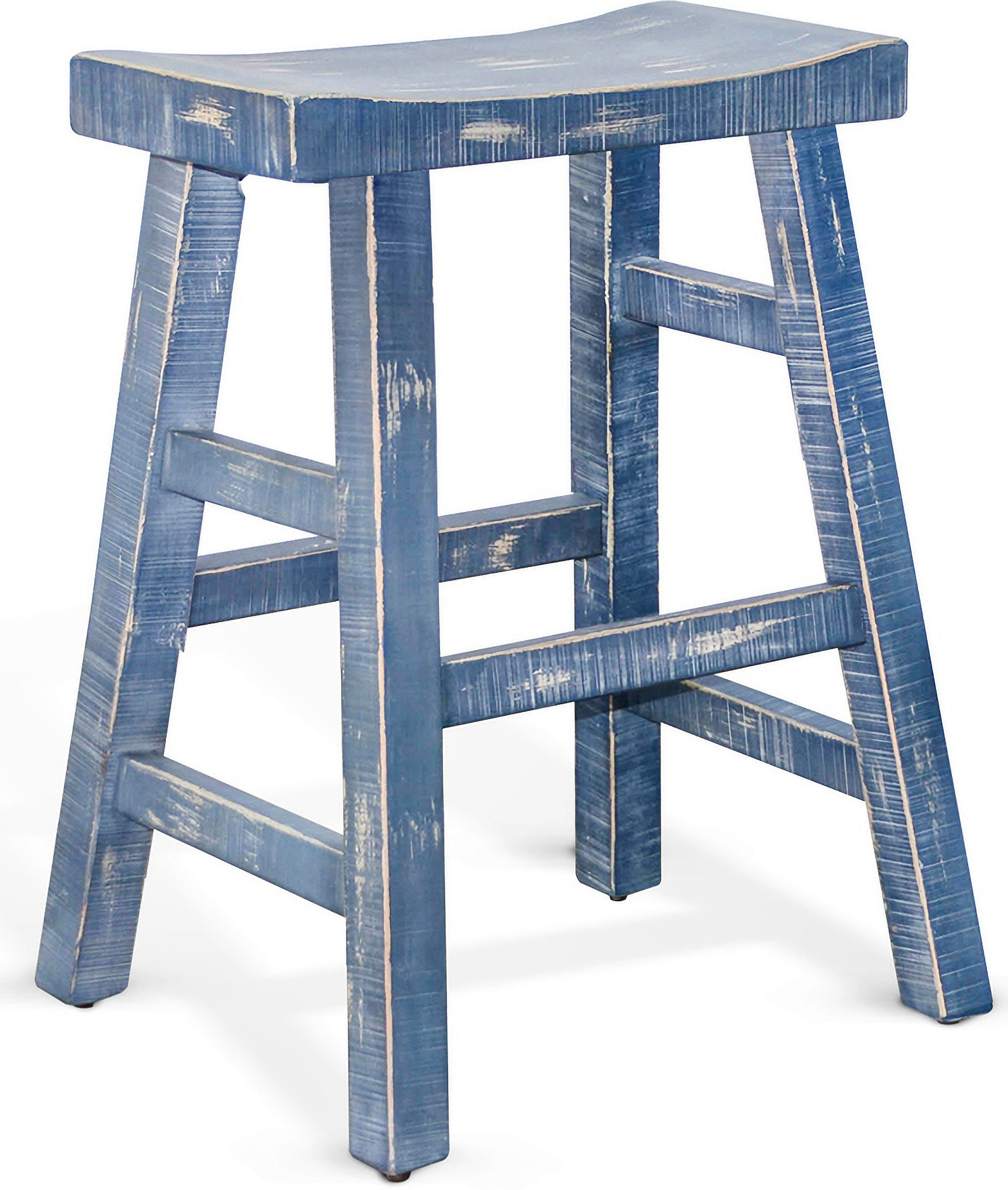Marina Saddle Seat Counter Stool with Wood Seat Set of 2 In Ocean Blue ...