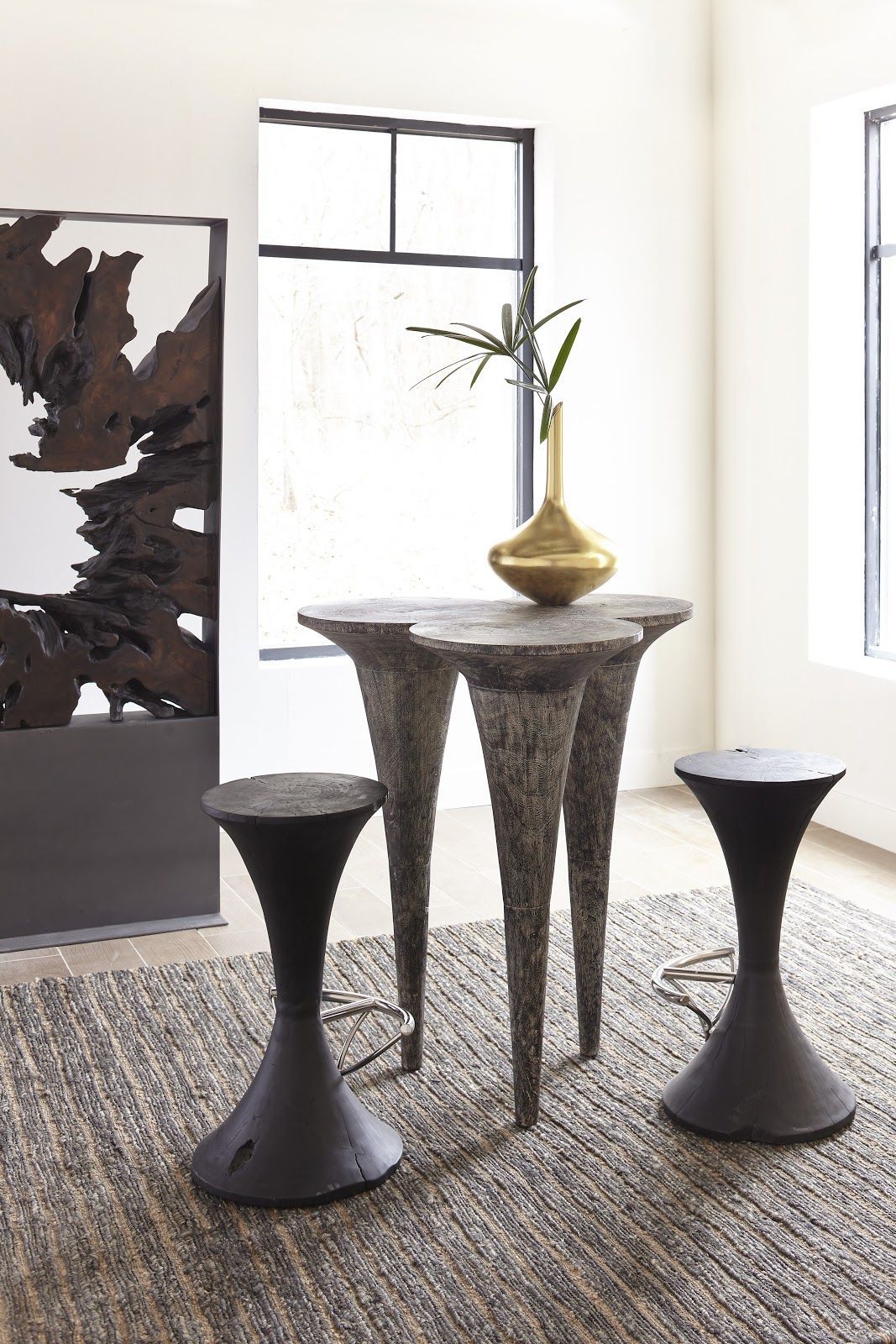 Marley Grey Stone Chamcha Wood Bar Table Set by Phillips Collection ...