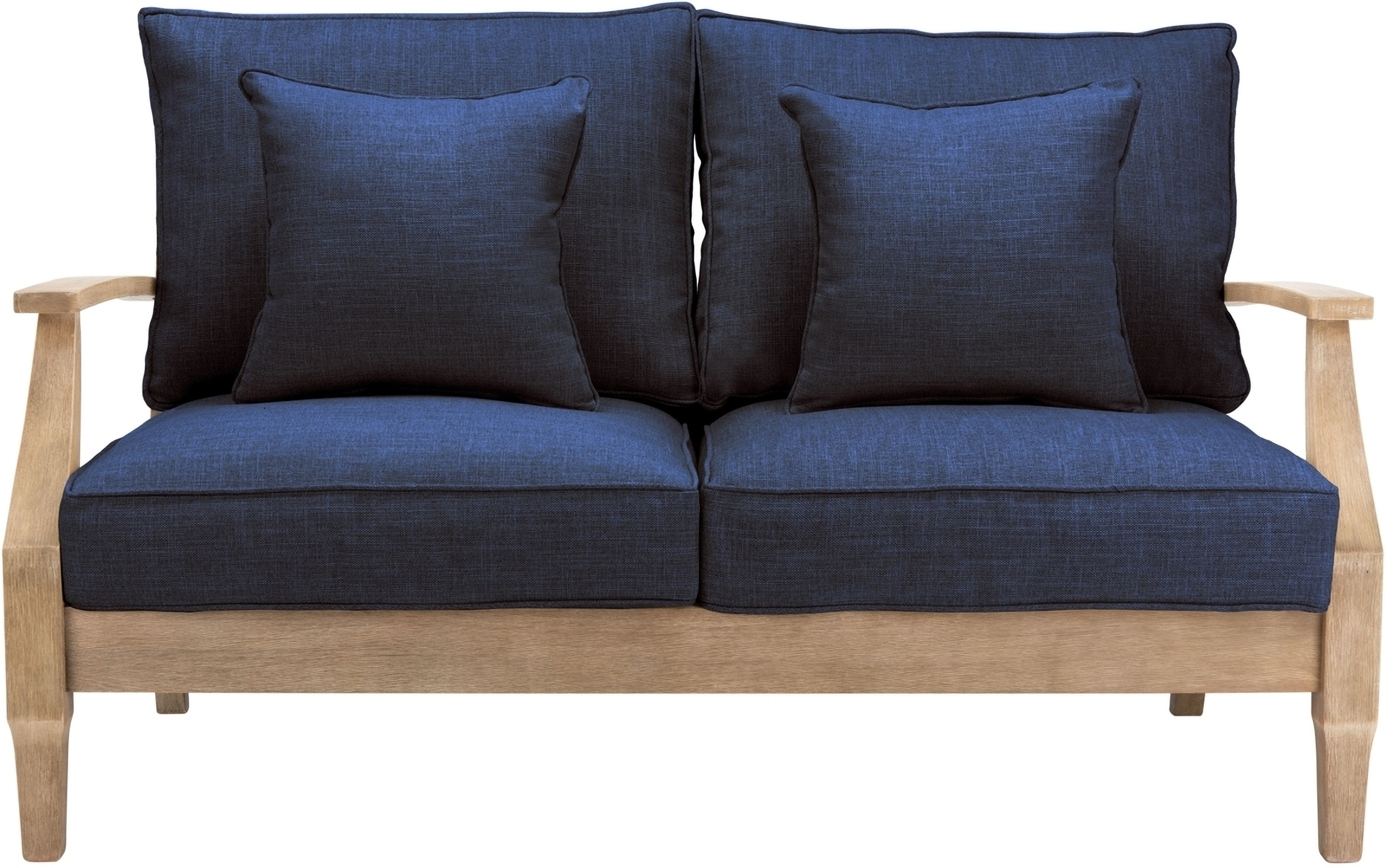 Martinique Wood Patio Loveseat In Natural and Navy by Safavieh Couture ...