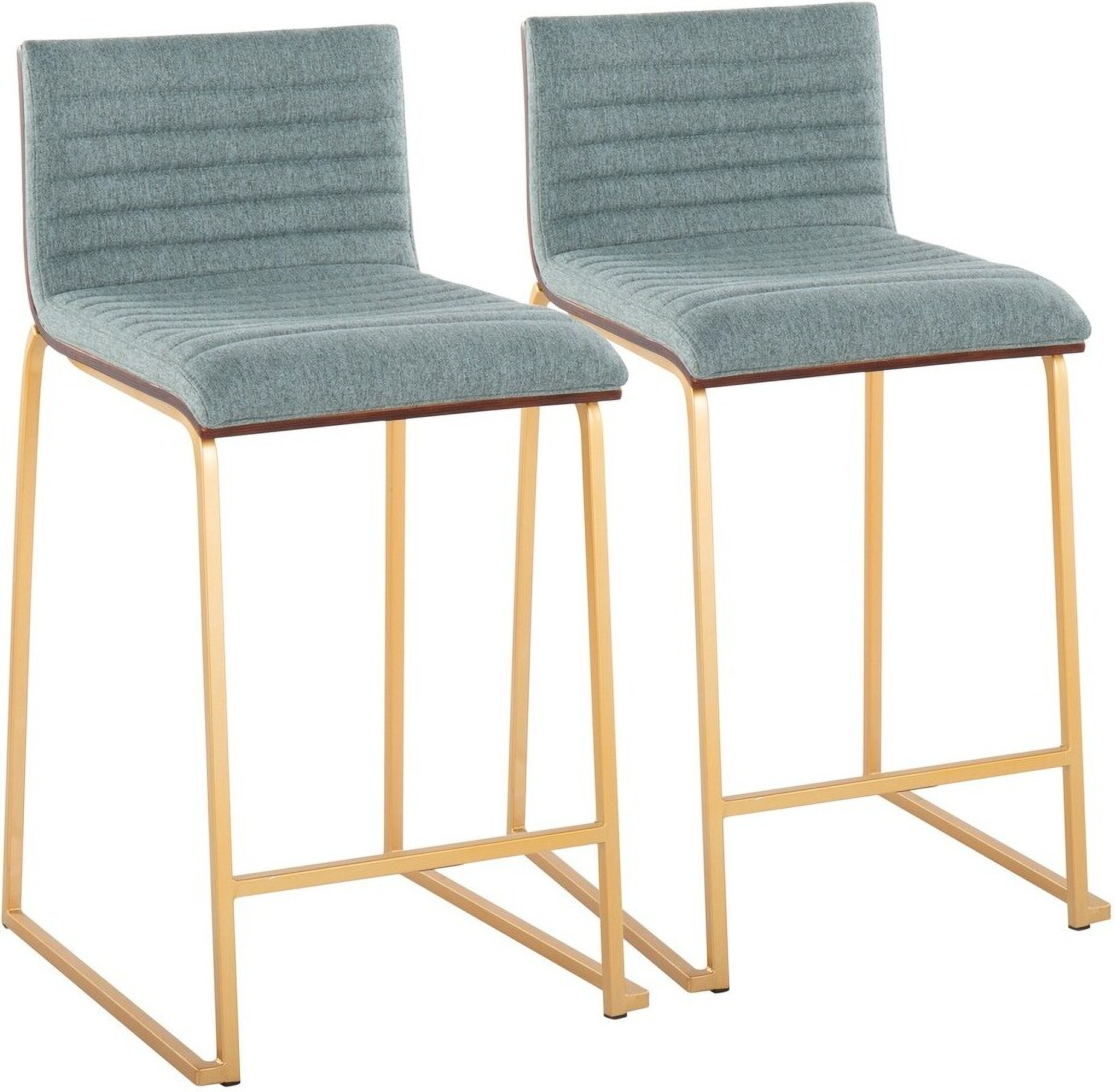 Mason Mara 26 Inch Fixed Height Counter Stool Set of 2 In Teal/Gold by ...